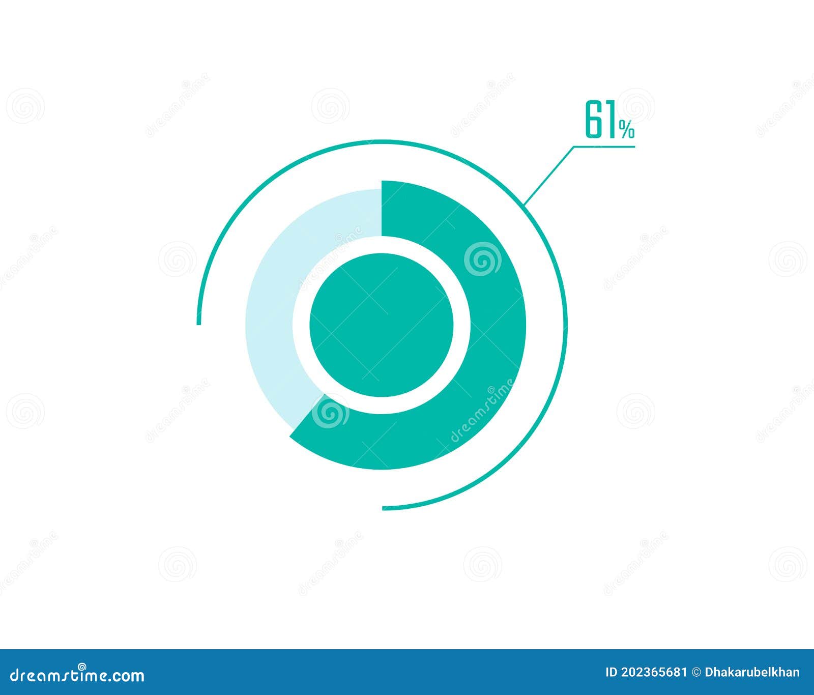 Circle Pie Chart Showing 61 Percentage Diagram Infographic, UI, Web ...