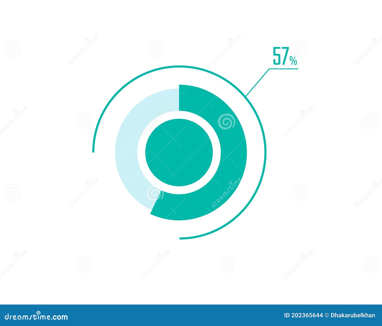 Circle Pie Chart Showing 57 Percentage Diagram Infographic, UI, Web ...