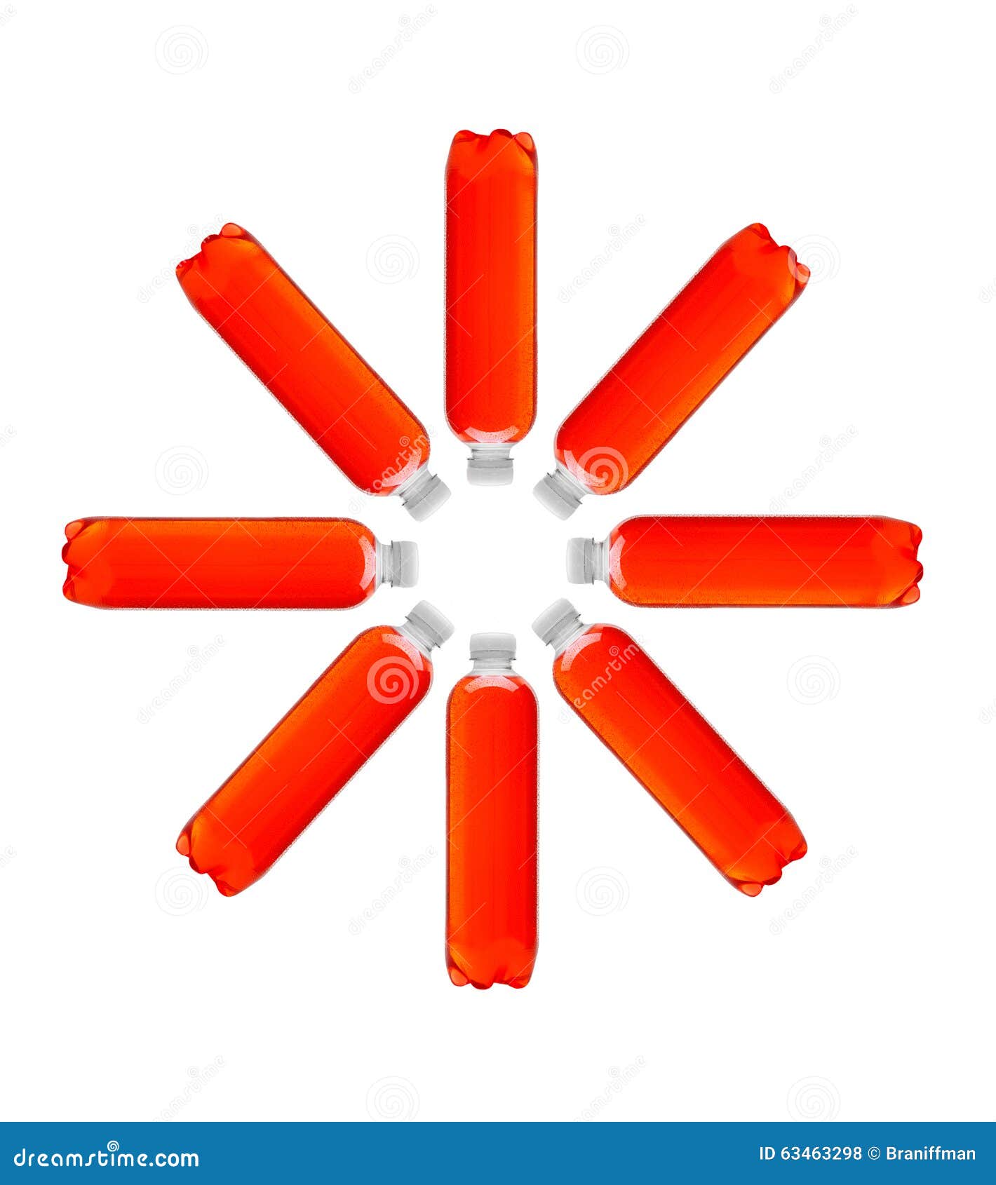 Circle of Plastic Bottles with Red Beverage Stock Photo - Image of ...