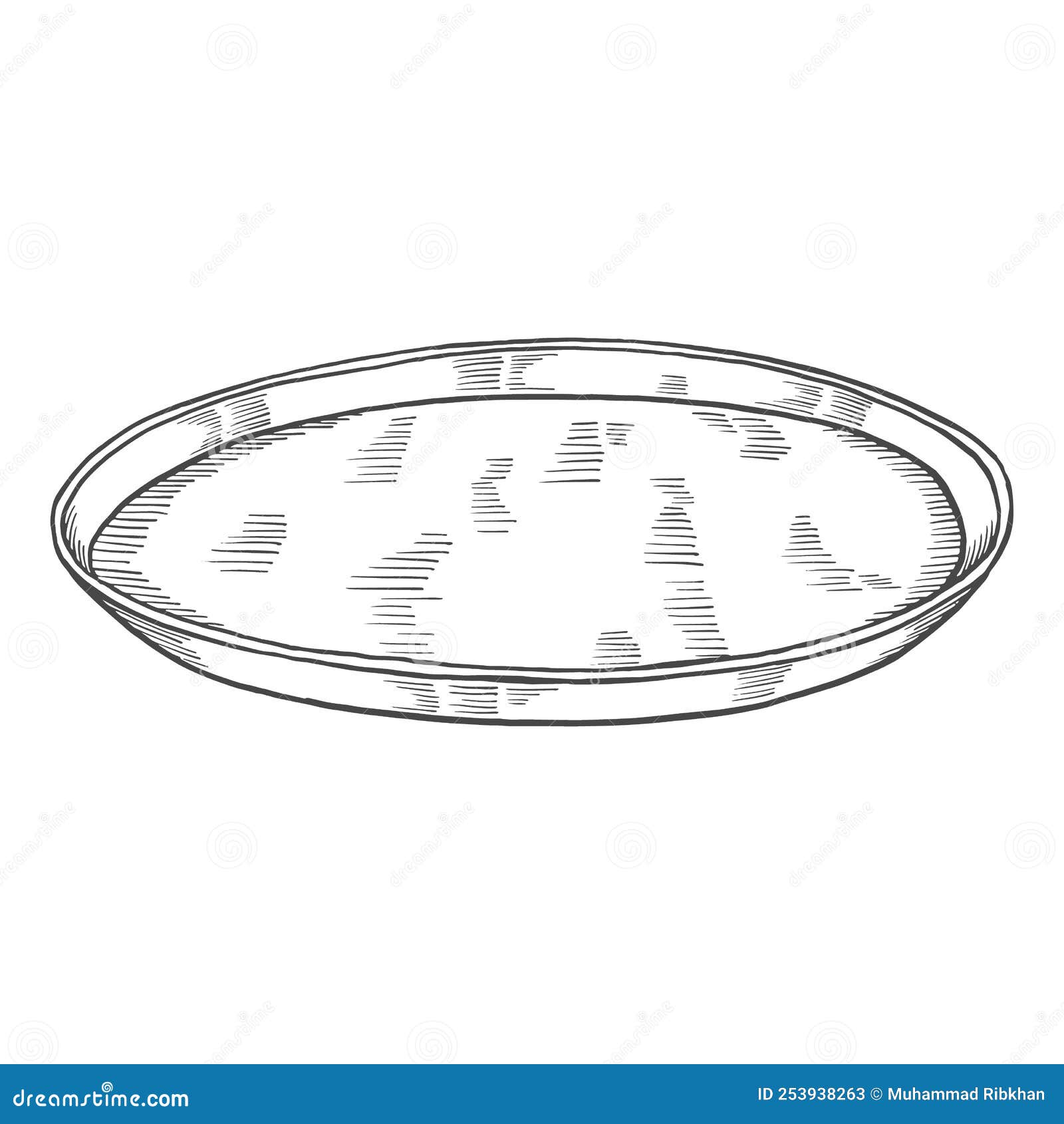 Circle Plate Restaurant Kitchenware Isolated Doodle Hand Drawn Sketch ...
