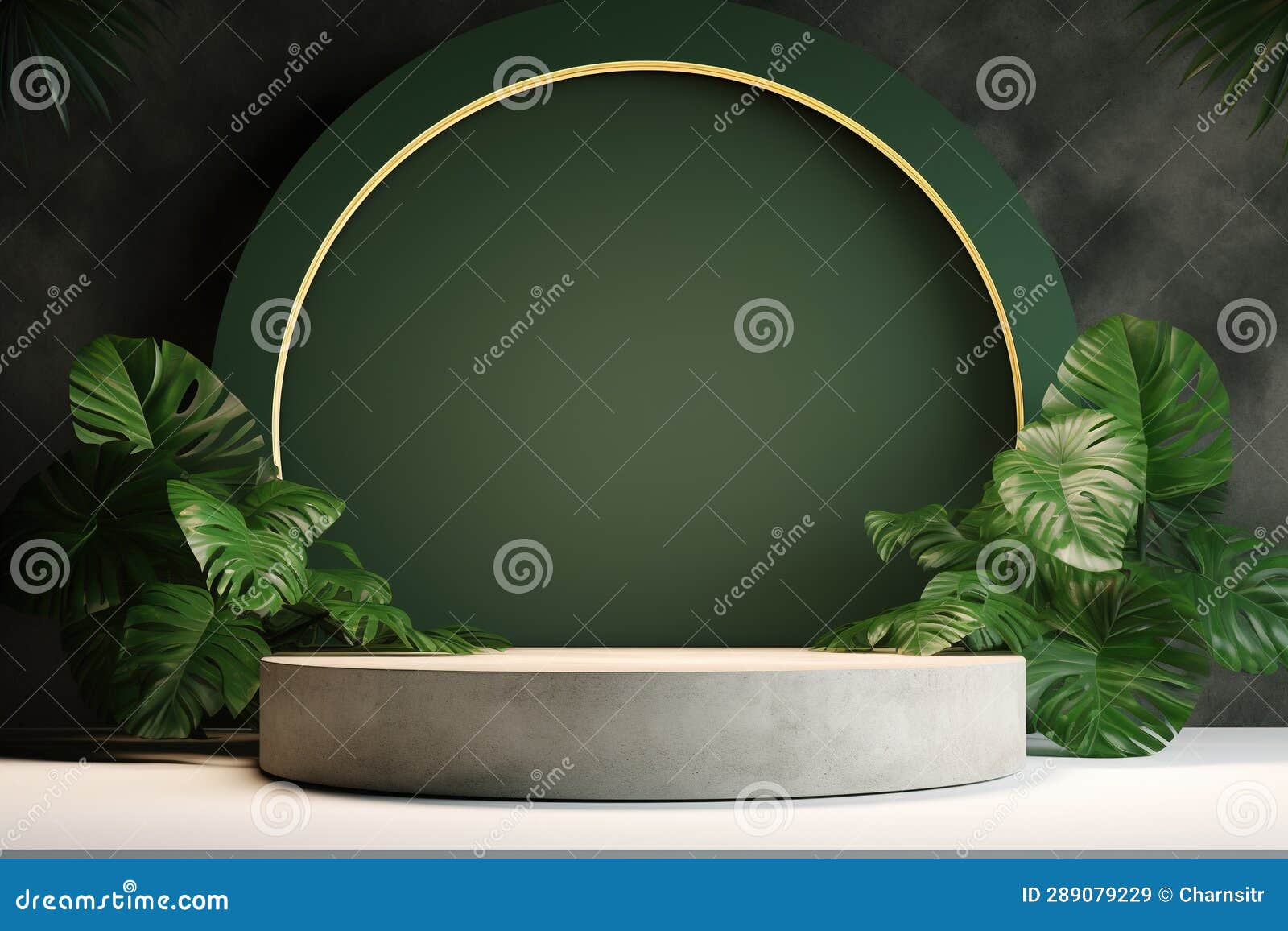 Circle Platform Podium with Green Natural Concept Created with ...