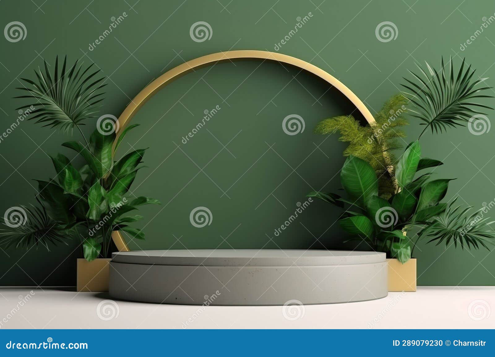 Circle Platform Podium with Green Natural Concept Created with ...