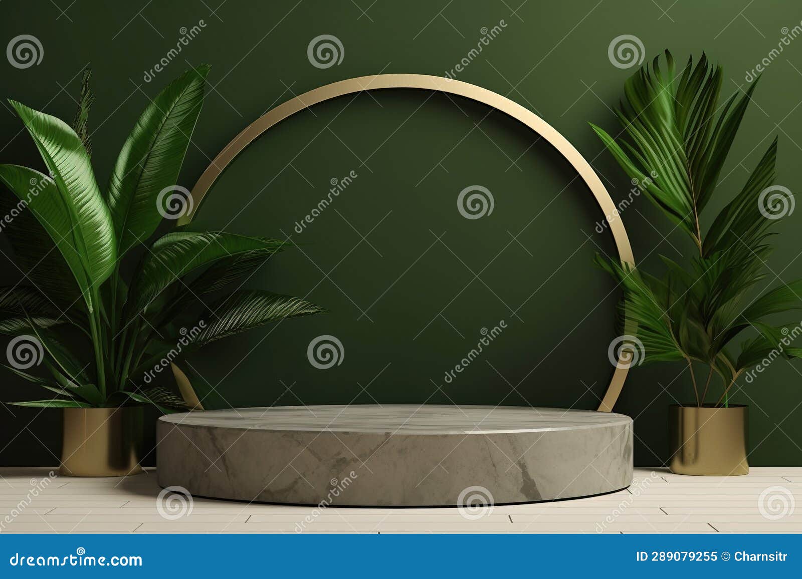 Circle Platform Podium with Green Natural Concept Created with ...