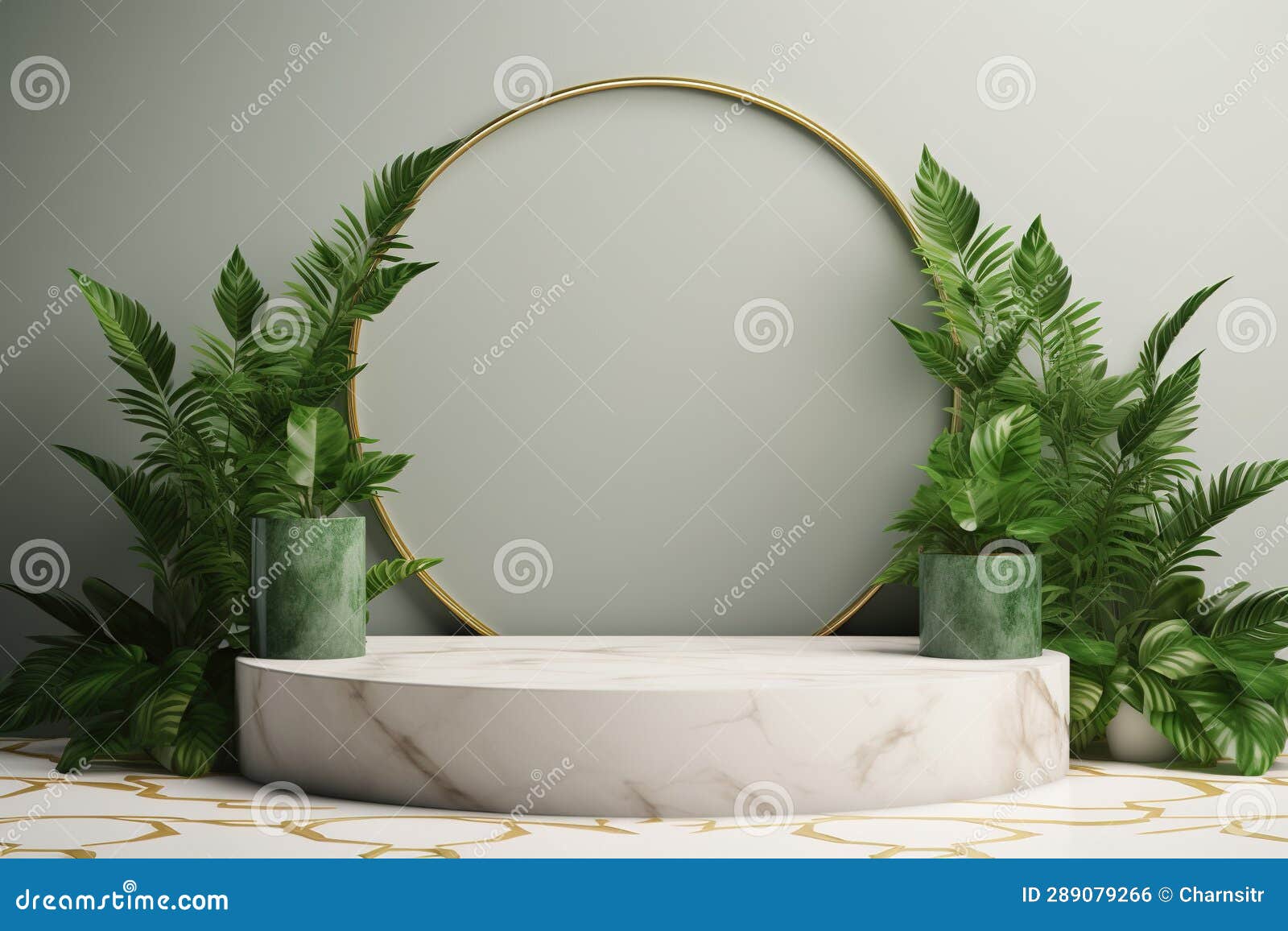 Circle Platform Podium with Green Natural Concept Created with ...