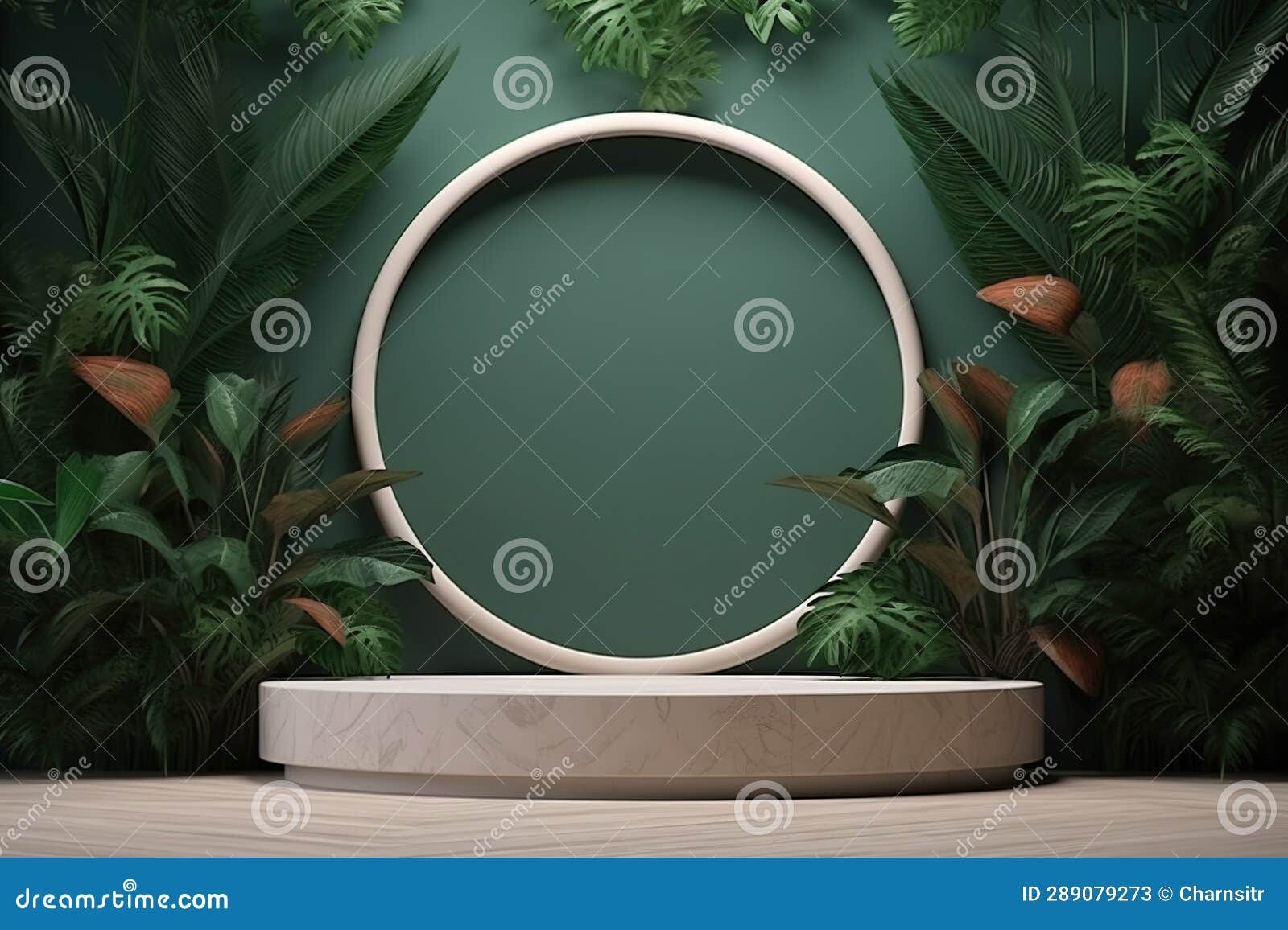 Circle Platform Podium with Green Natural Concept Created with ...