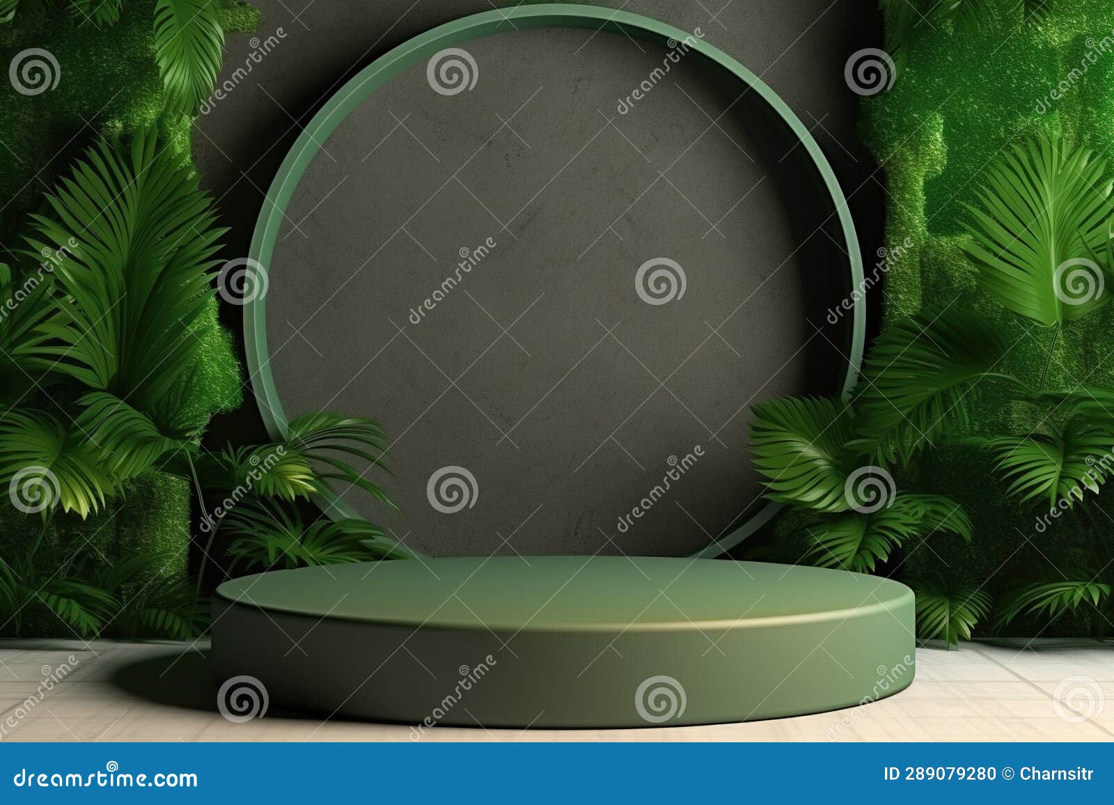 Circle Platform Podium with Green Natural Concept Created with ...