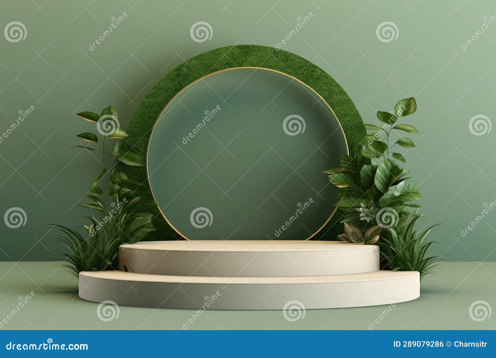 Circle Platform Podium with Green Natural Concept Created with ...