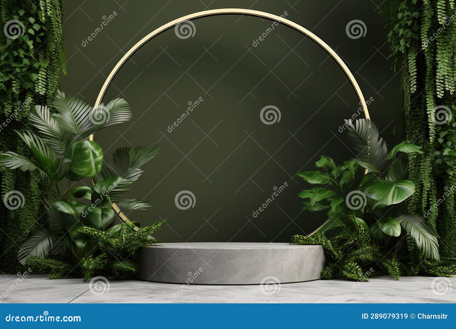 Circle Platform Podium with Green Natural Concept Created with ...
