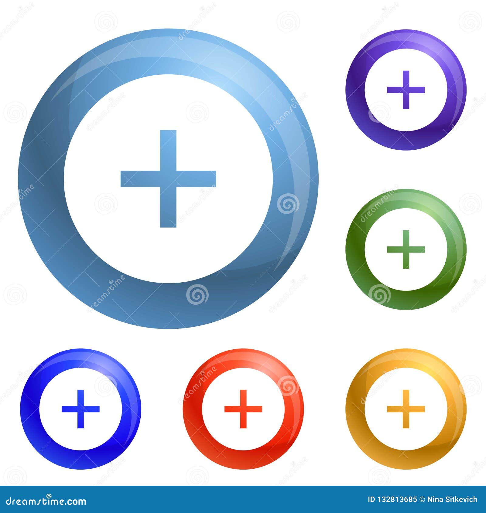 Circle Plus Icons Set Vector Stock Vector - Illustration of medicine ...