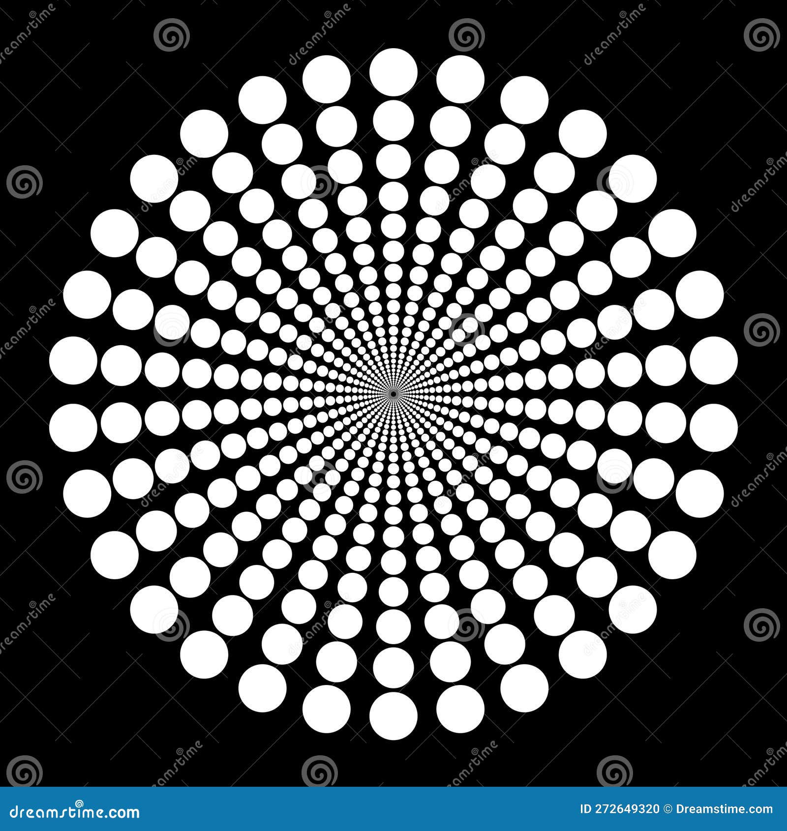 Circle with Polka Dot Pattern. Round Shape with White Points on Black ...