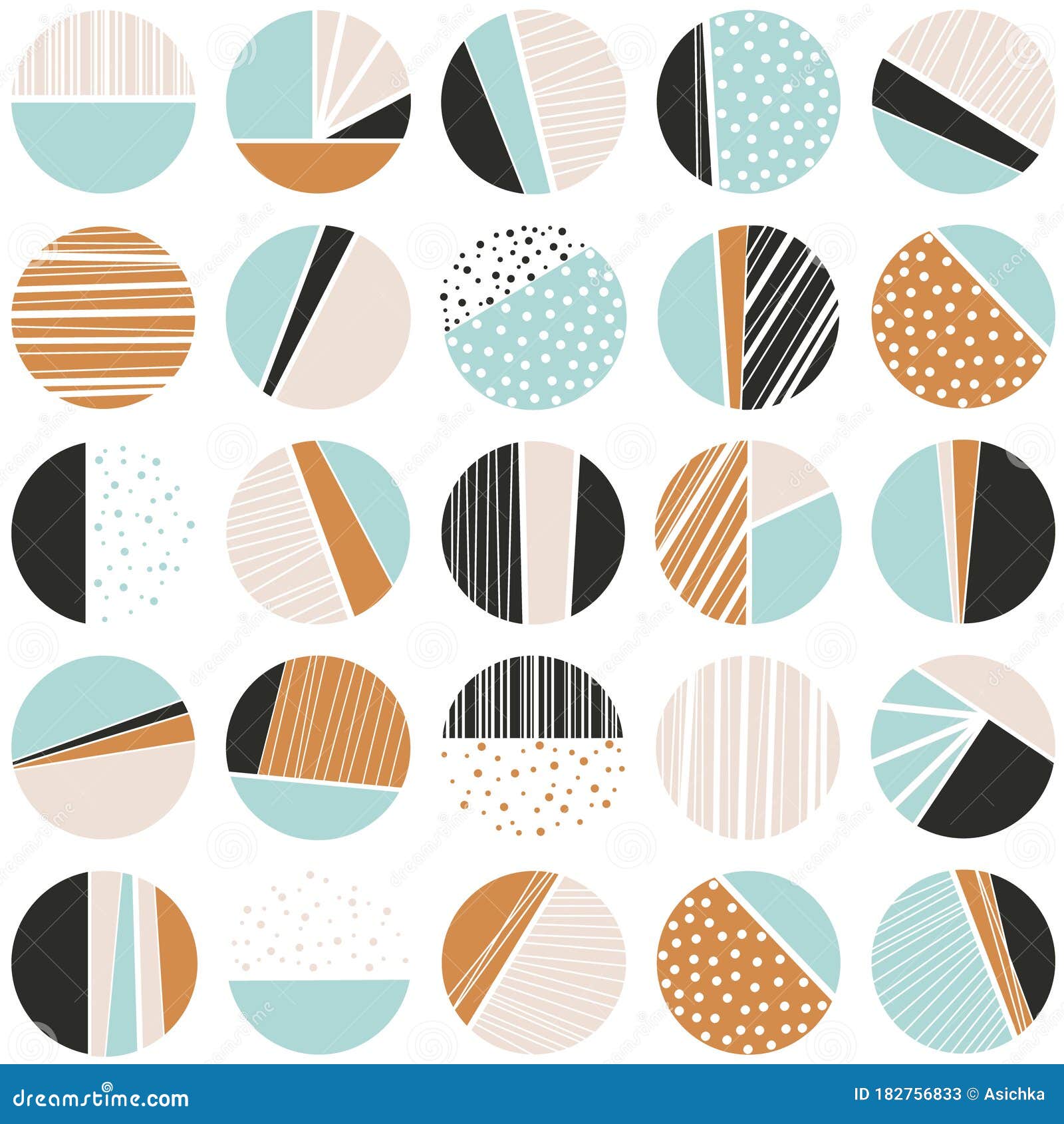 Circle, Polka Dot, Stripe Seamless Pattern. Mixed Texture Irregular ...
