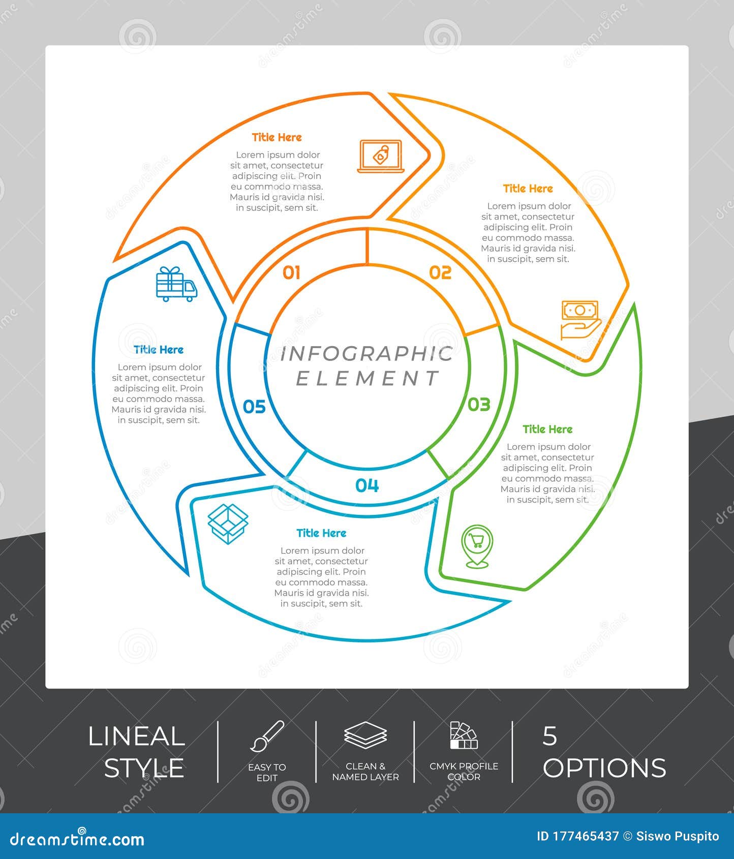 Circle Process Infographic Vector Design with 5 Steps &colorful Style ...