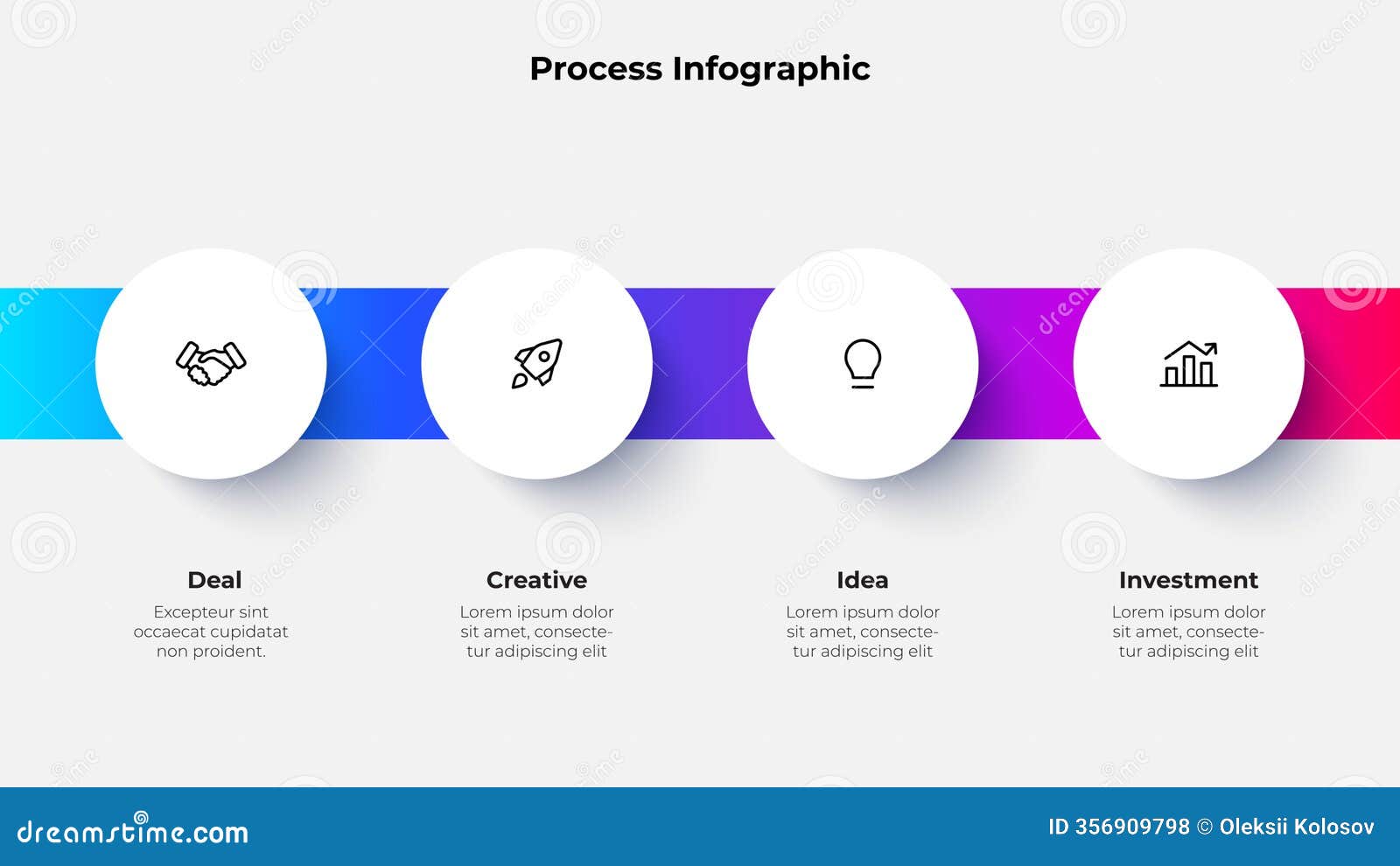 Circle Process Template Diagram With 4 Steps Or Options. Four Circles ...