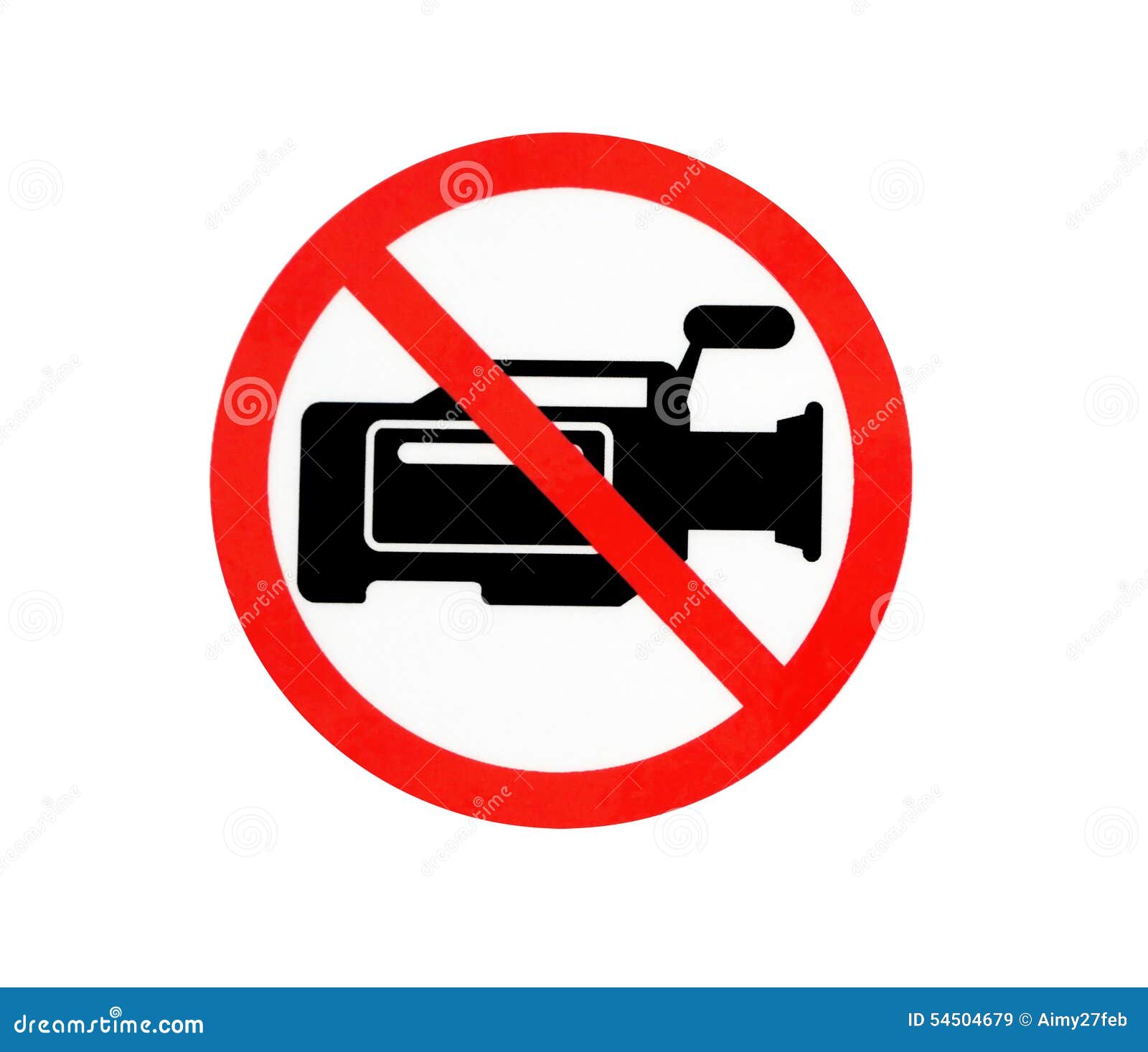 Circle Prohibited Sign for No VDO Camera Stock Image - Image of ...