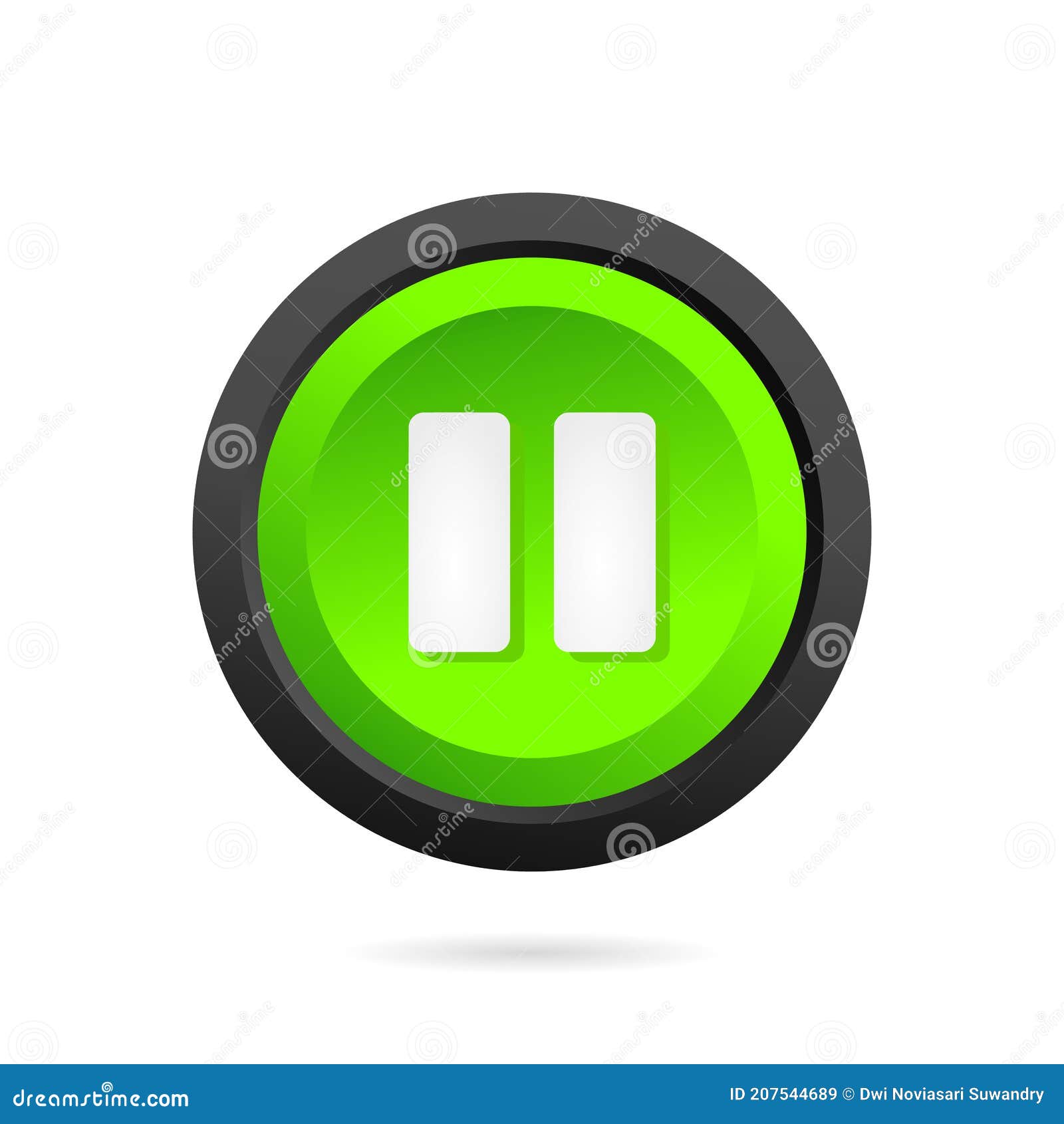 Green Circle Push Button Pause Icon Stock Vector - Illustration of ...