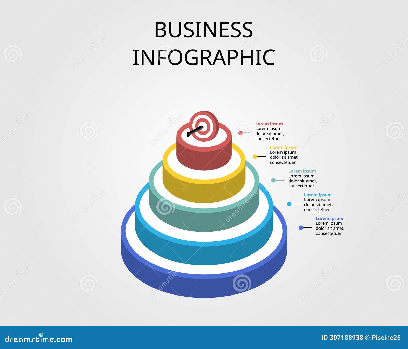 Circle Pyramid Chart Template for Infographic for Presentation for 5 ...
