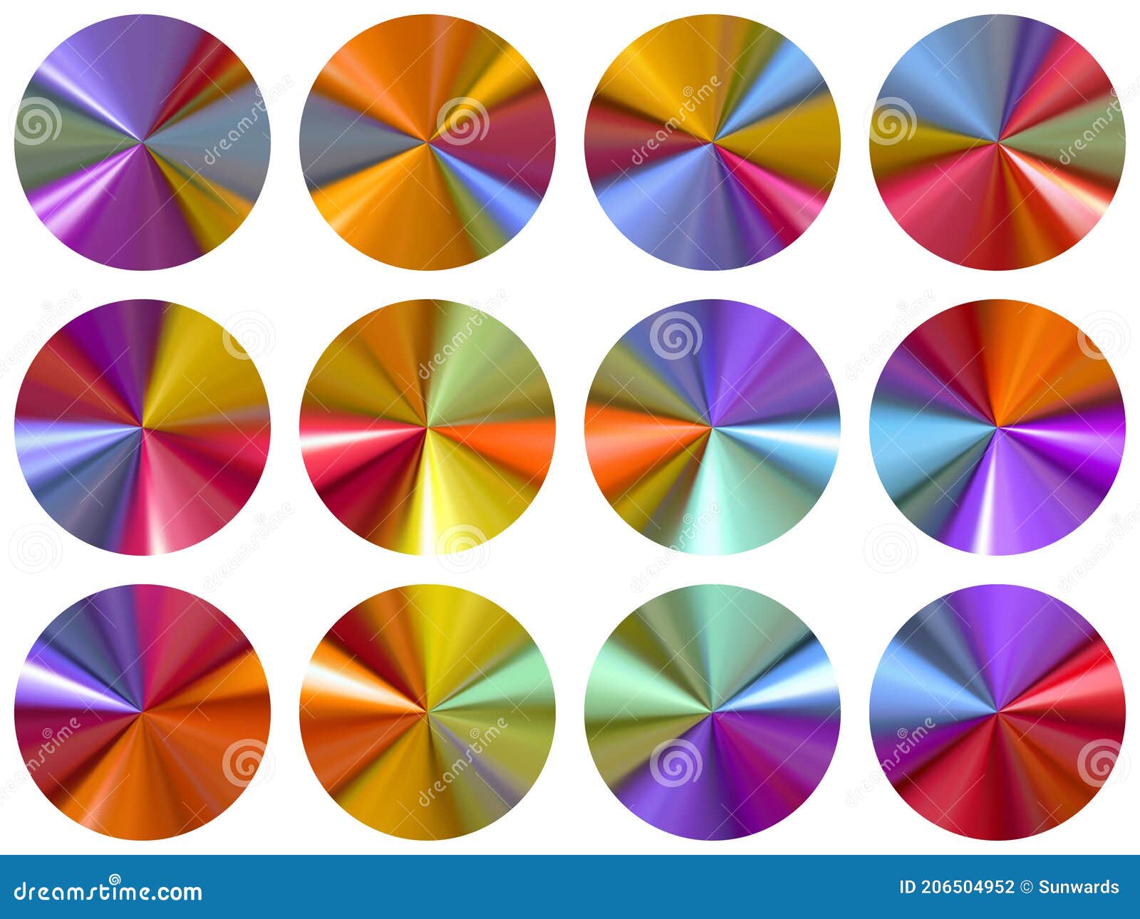 Circle Radial Metallic Gradient Web Elements Set. Stock Illustration ...