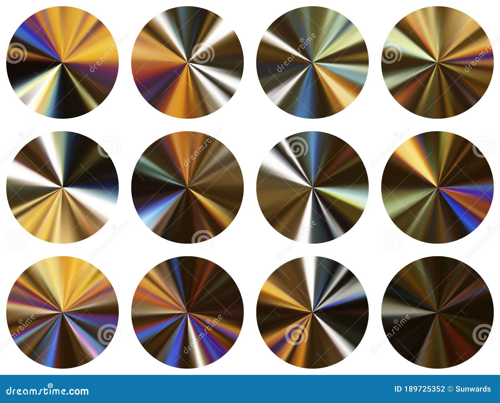 Circle Radial Metallic Gradient Web Elements Vector Set. Stock Vector ...
