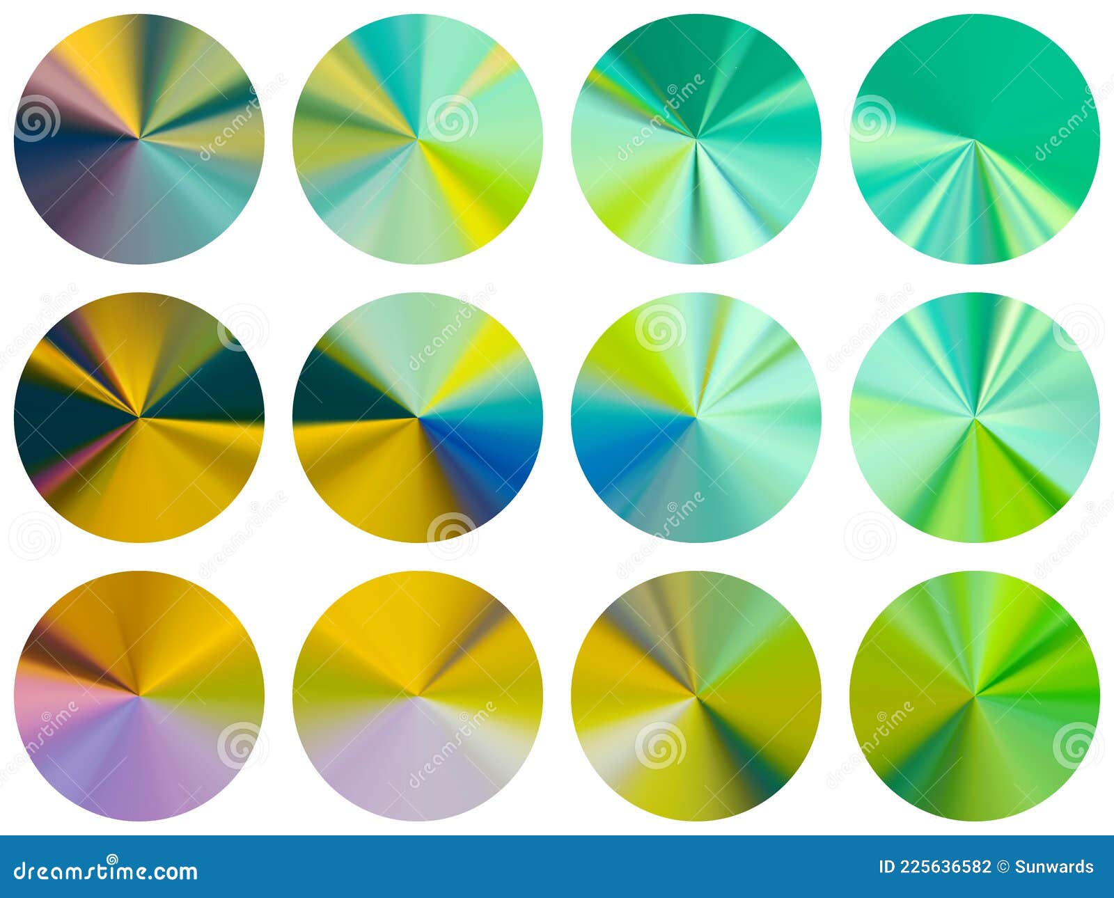Circle Radial Metallic Gradient Web Elements Vector Set Stock Vector ...