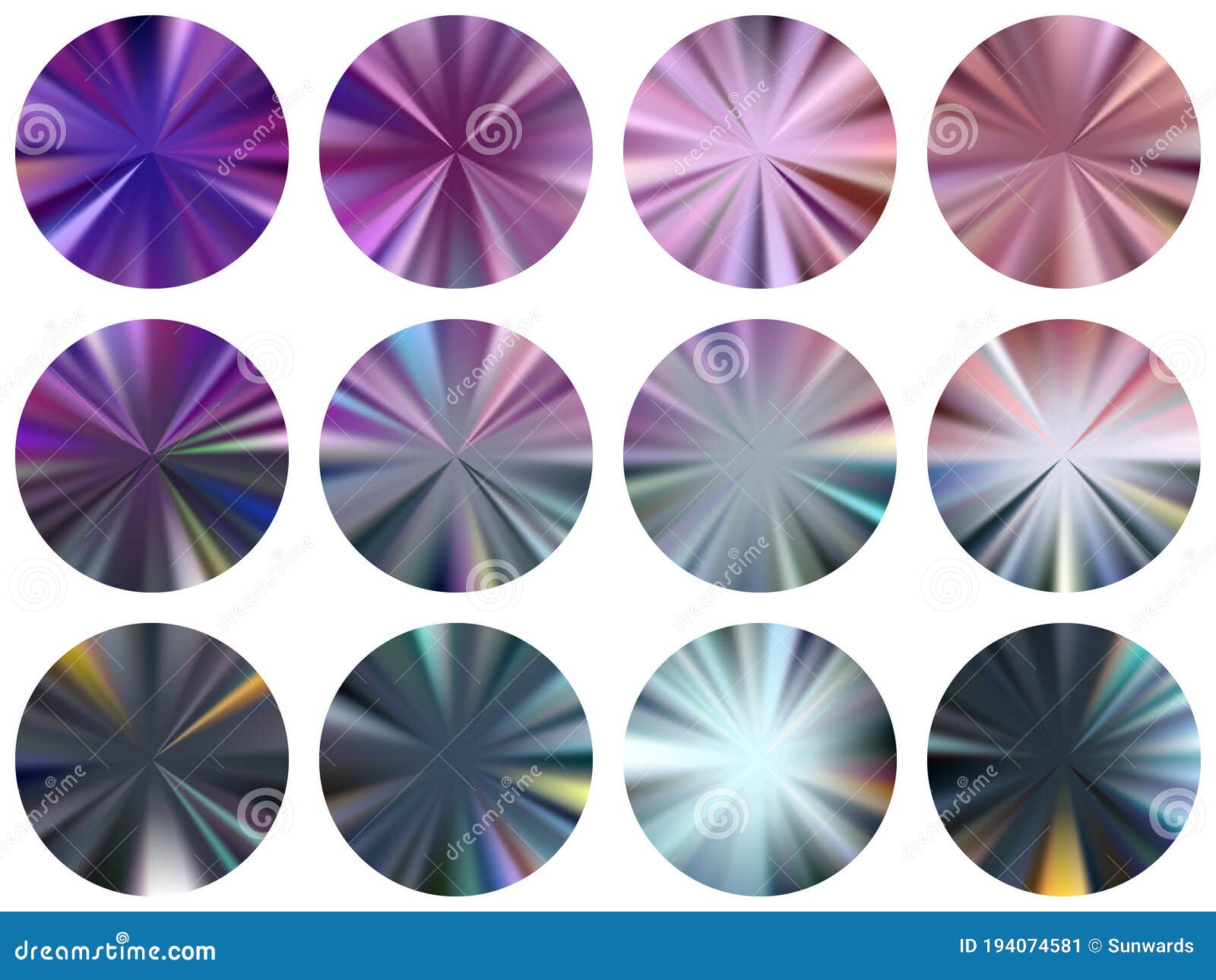 Circle Radial Metallic Gradient Web Elements Vector Set Stock Vector ...