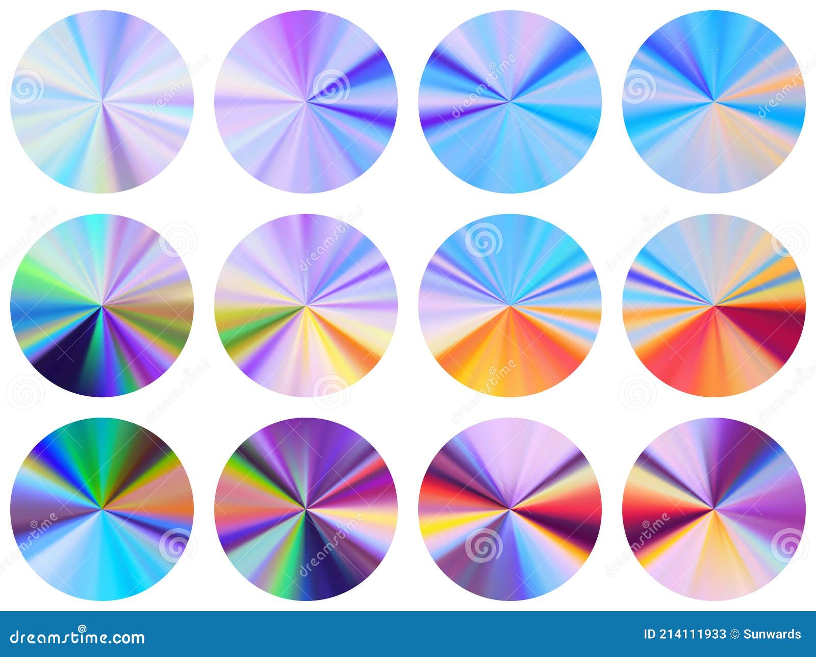 Circle Radial Metallic Gradient Web Elements Vector Set Stock Vector ...