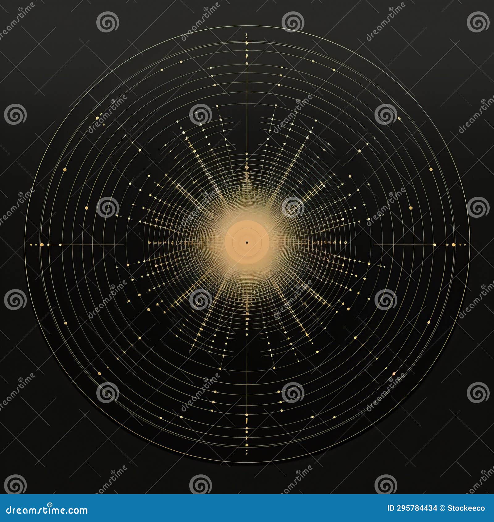 Golden Sun with Geometric Shape - Minimalist Trance Record Design Stock ...