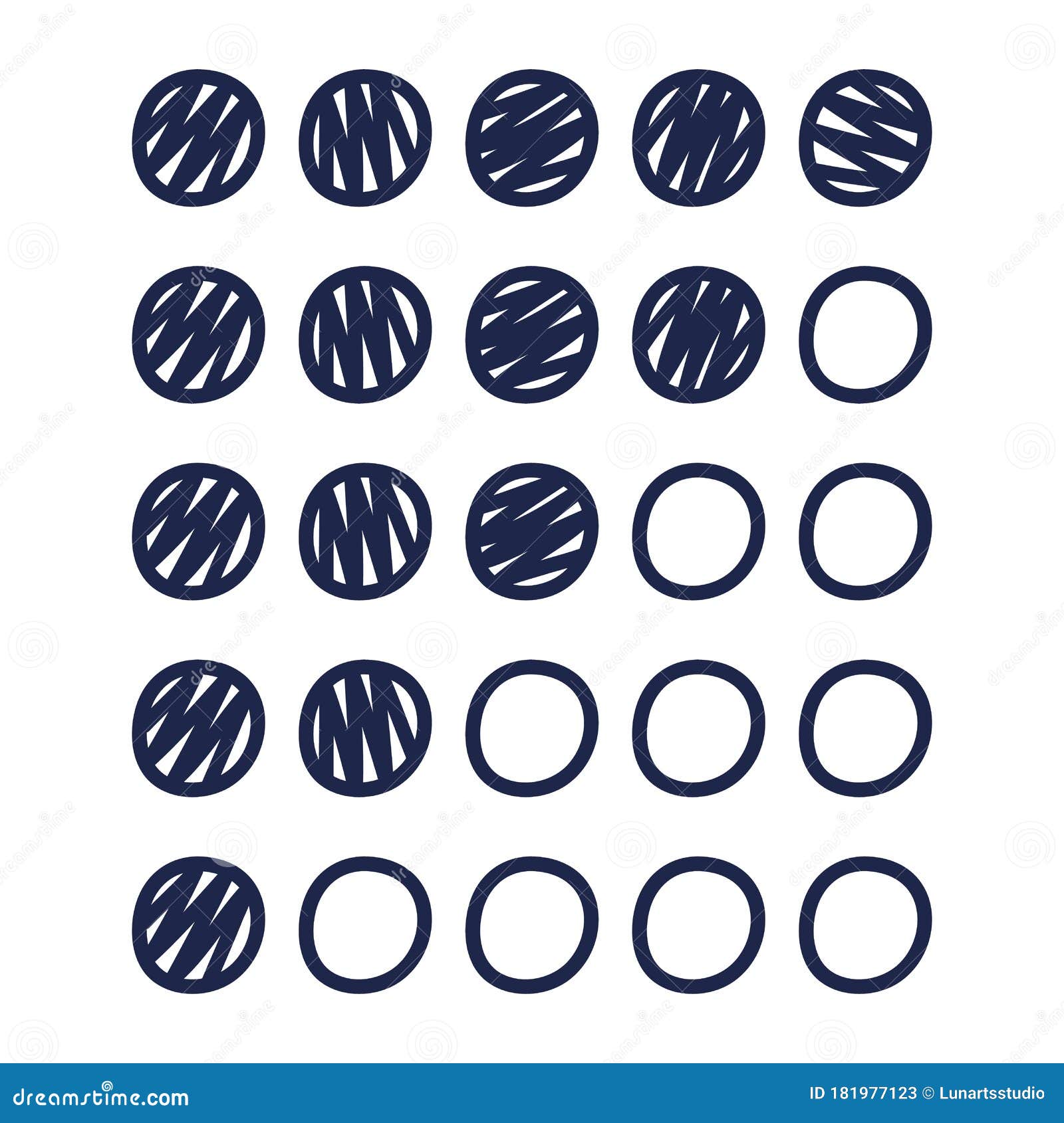 Circle Rating Icons, a Hand Drawn Vector Illustration of Dot Icons for ...