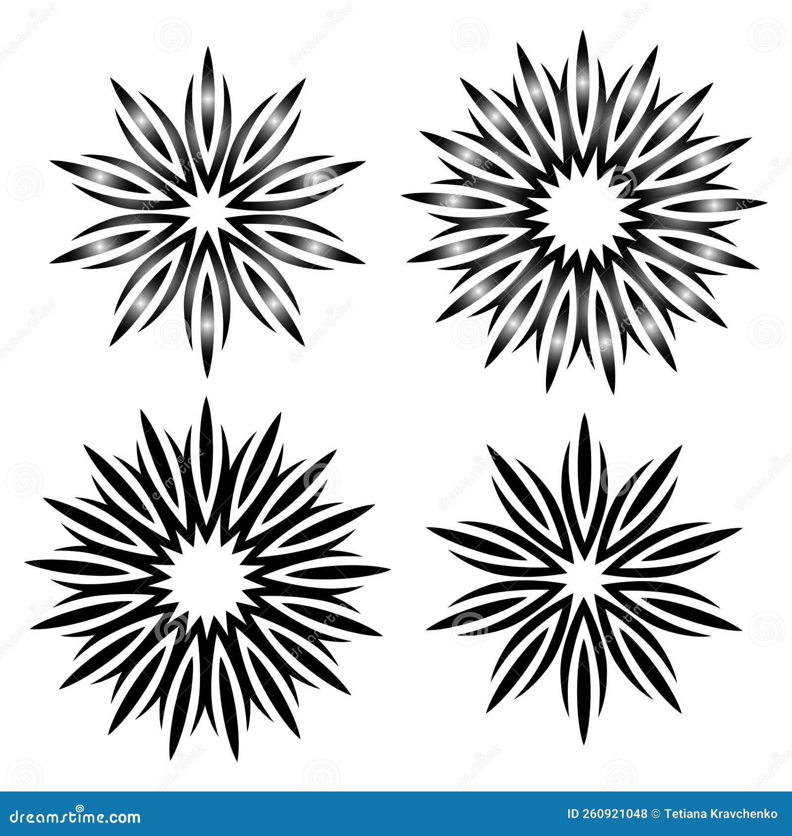 Circle with Rays Icons. Geometric Pattern. Round Shape. Vector ...