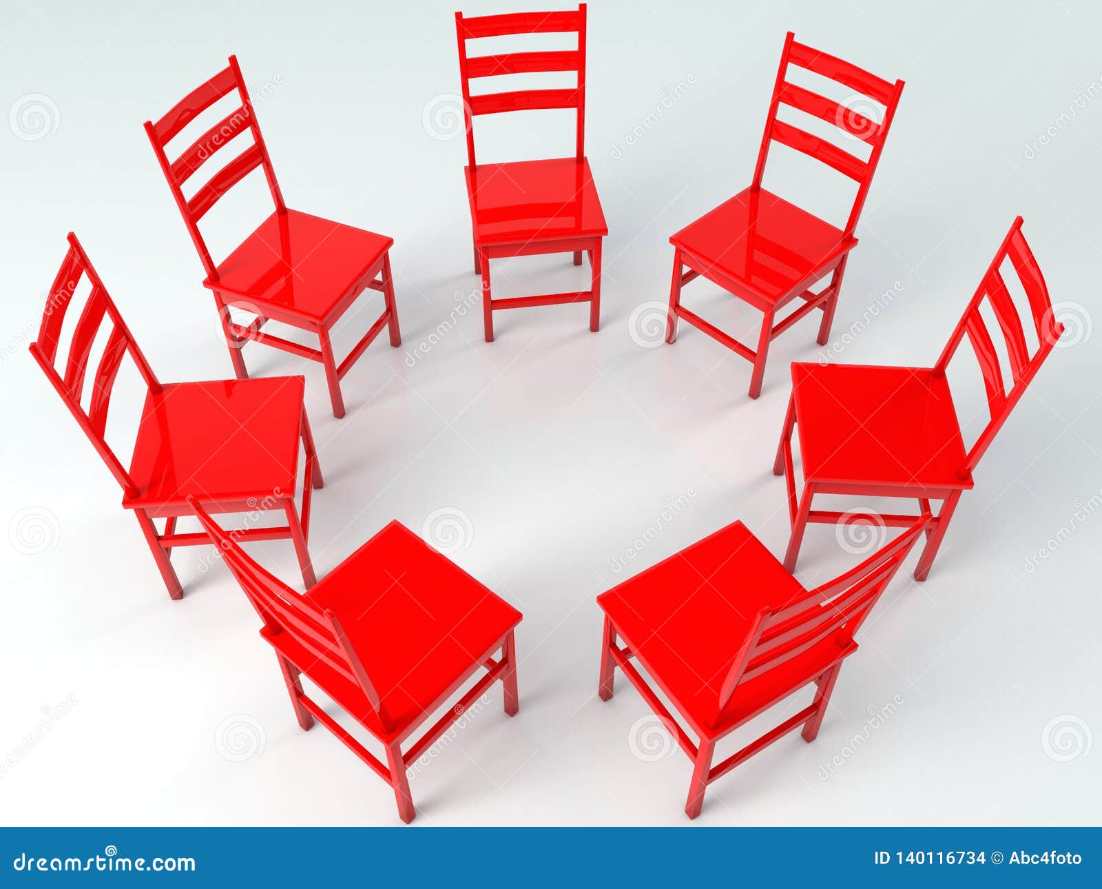 Circle of red chairs stock illustration. Illustration of green - 140116734