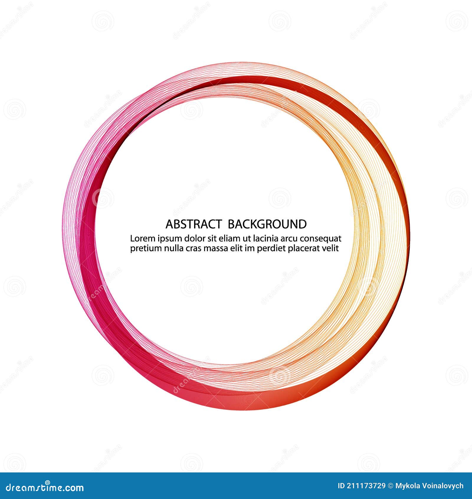 Circle Red Wavy Shape. Linear Abstraction. Colored Lines on a White ...