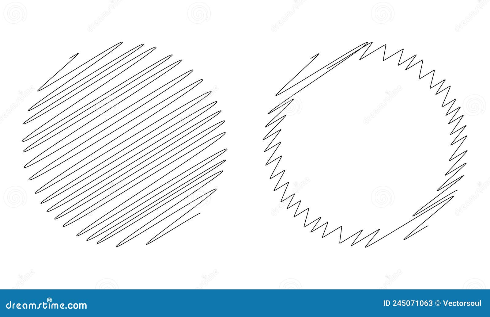 Circle and Ring Sketch, Doodle, Scrawl Random Lines Vector Elements ...