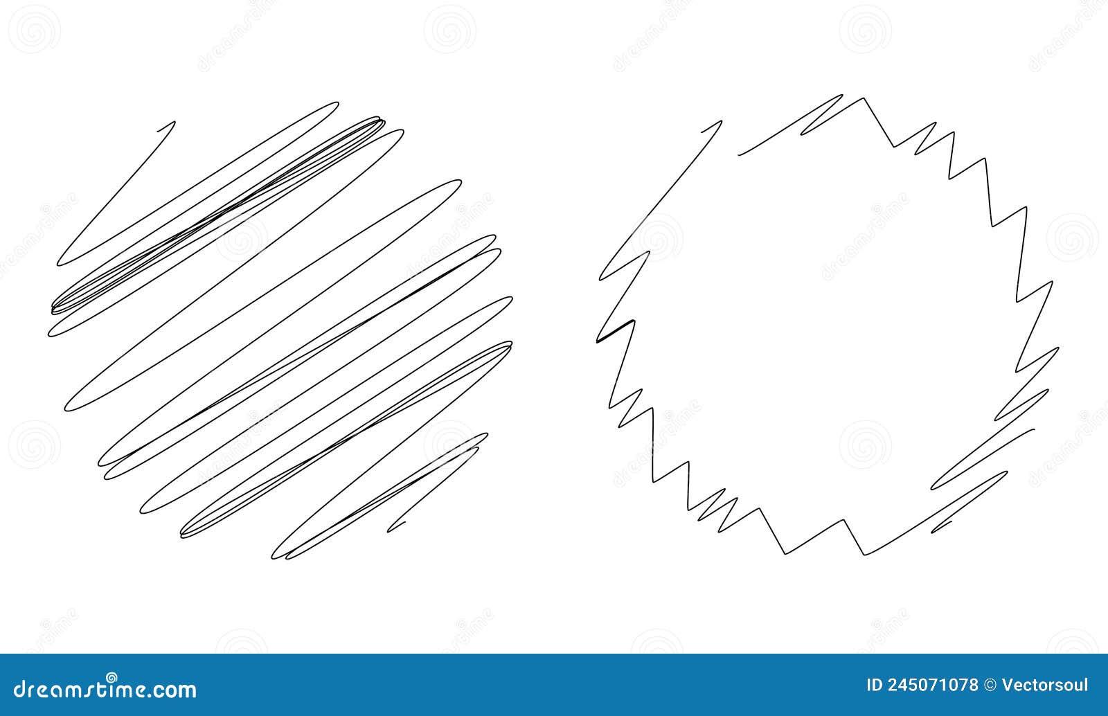 Circle and Ring Sketch, Doodle, Scrawl Random Lines Vector Elements ...