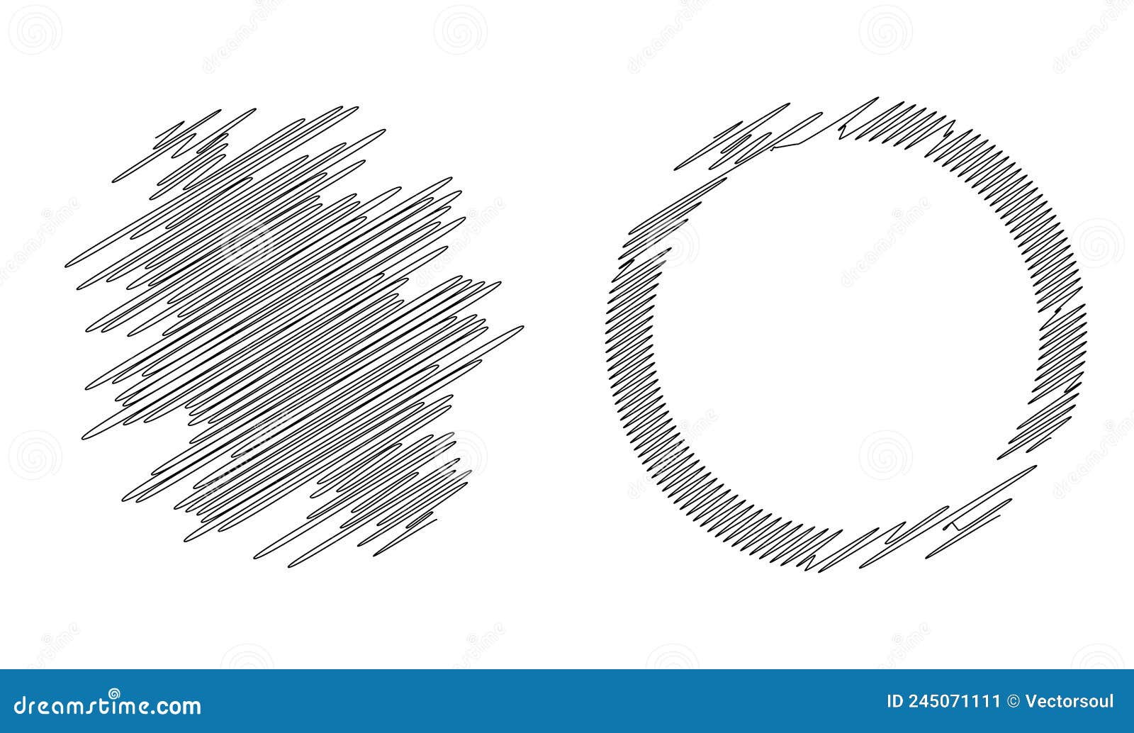 Circle and Ring Sketch, Doodle, Scrawl Random Lines Vector Elements ...