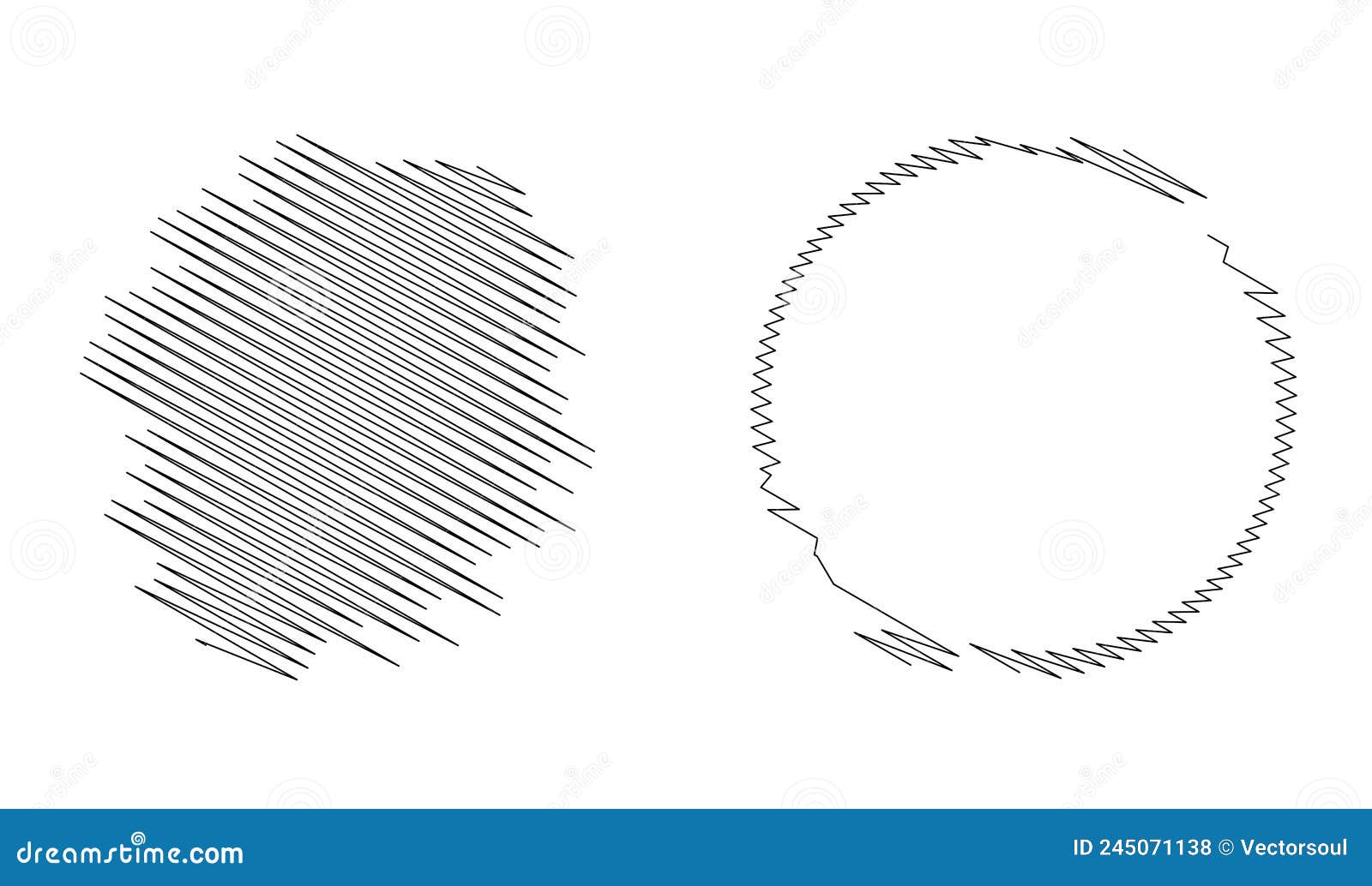 Circle and Ring Sketch, Doodle, Scrawl Random Lines Vector Elements ...