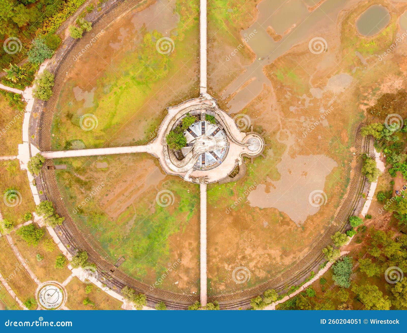 Circle Road and Building in the Middle, Aerial Stock Image - Image of ...