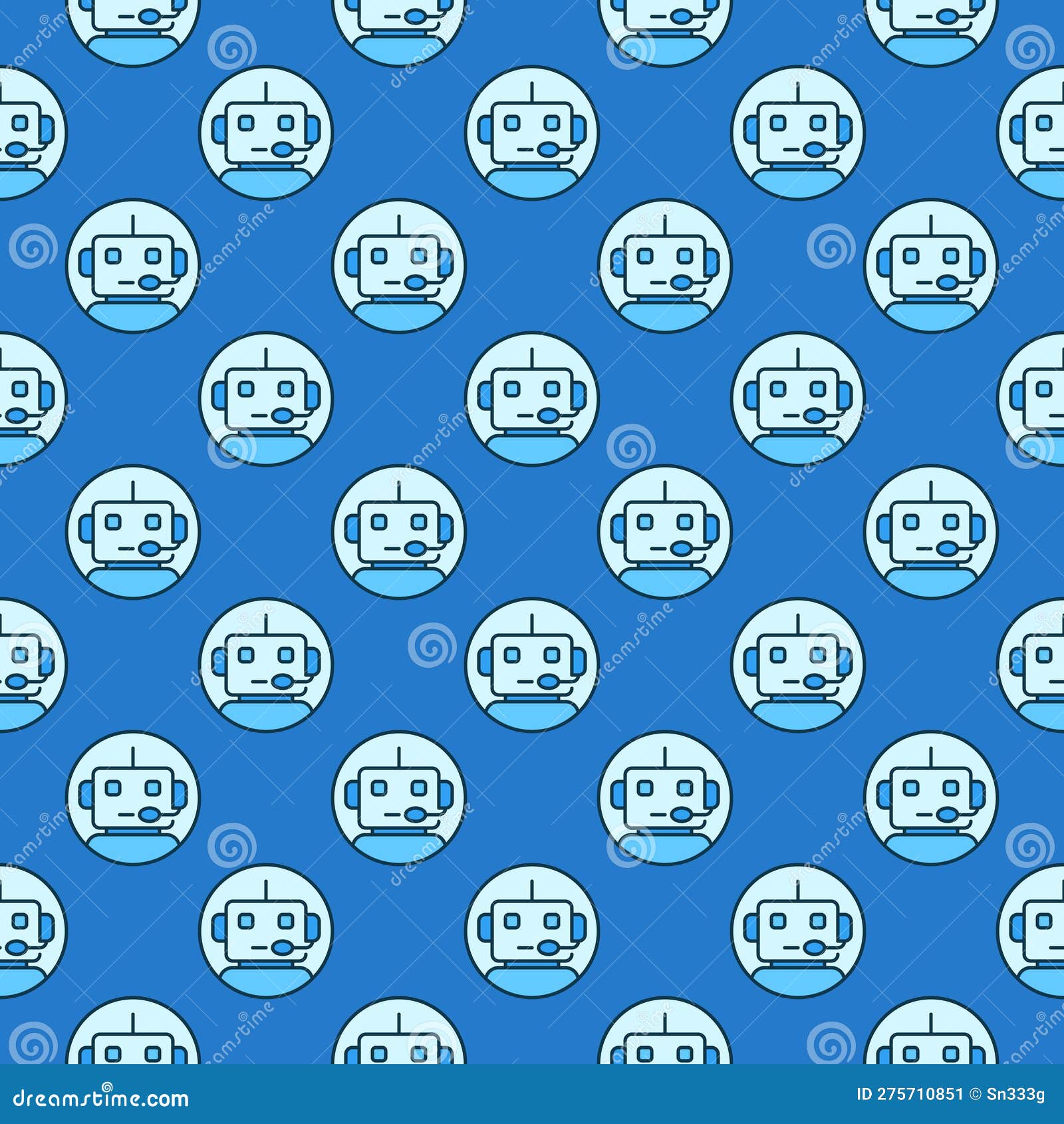 Circle with Robot Chatbot Vector Colored Seamless Pattern Stock ...