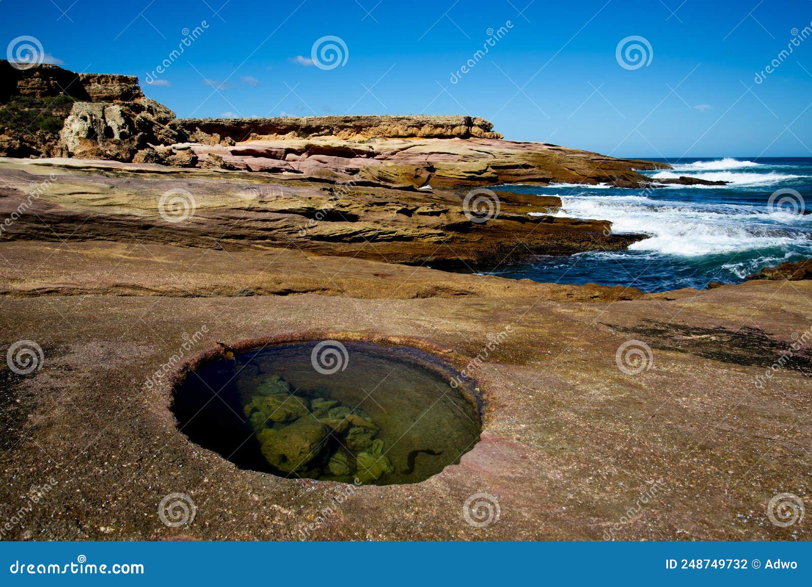 Circle Rock Pools stock photo. Image of cliff, scenery - 248749732