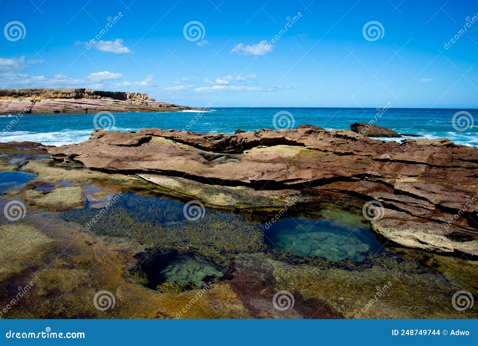 Circle Rock Pools stock photo. Image of shape, sunset - 248749744