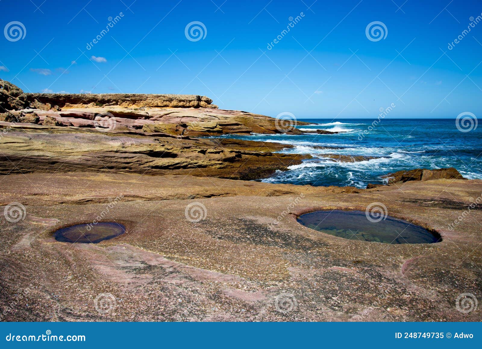 Circle Rock Pools stock image. Image of outdoors, sandstone - 248749735