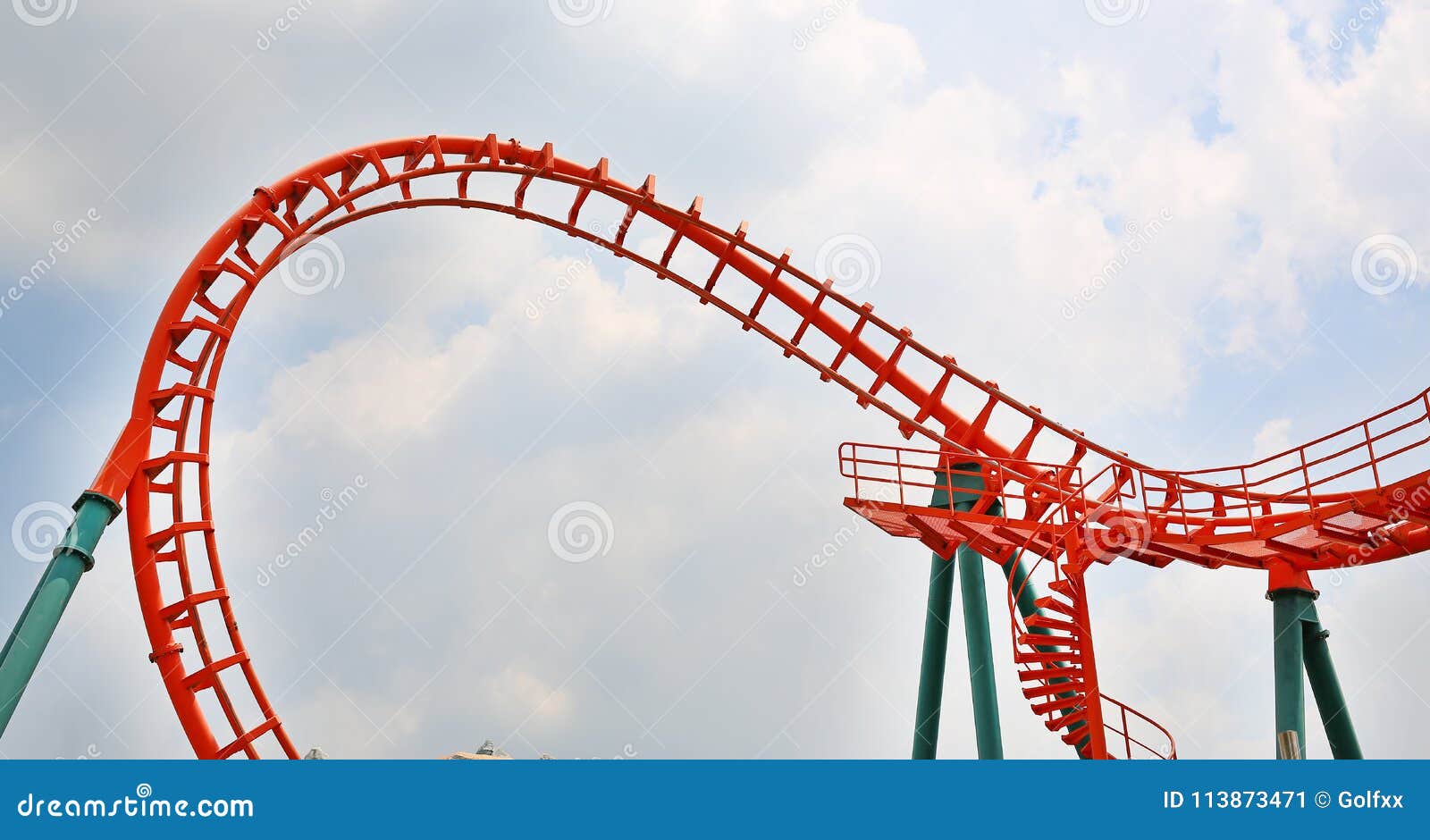 Circle Roller Coaster Track Stock Image - Image of entertainment, high ...
