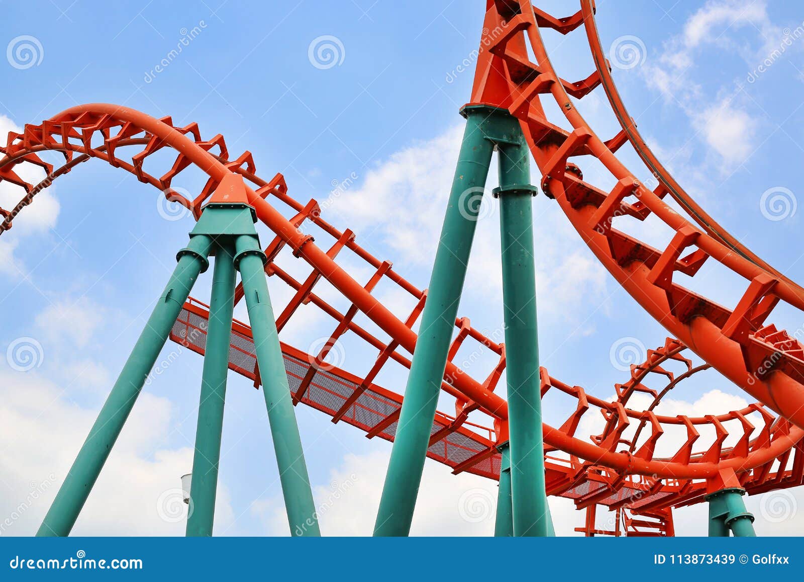 Circle Roller Coaster Track Stock Image - Image of family, blue: 113873439