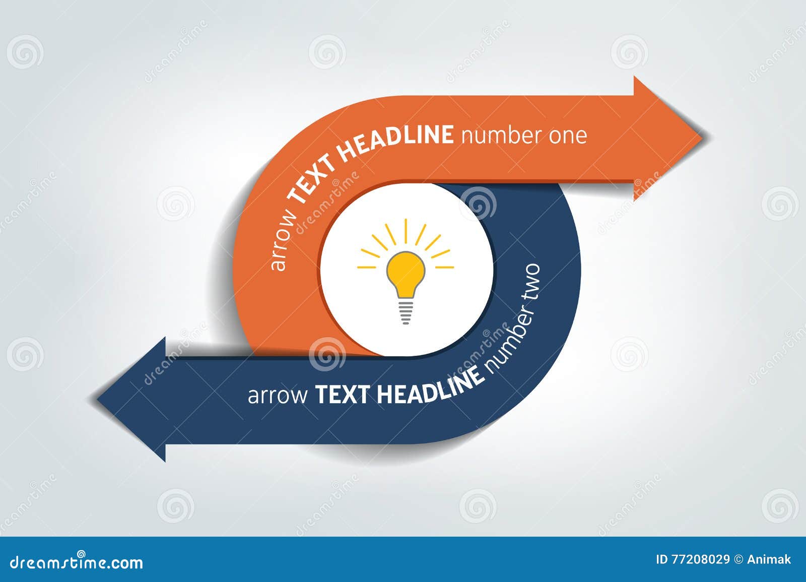 Circle, Round Divided In Two Arrows. Template, Scheme, Diagram, Chart ...