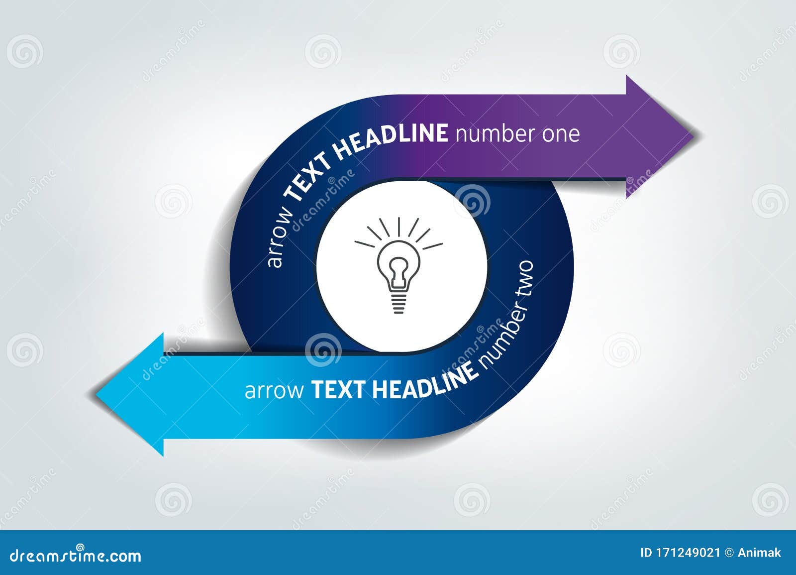 Circle, Round Divided in Two Arrows. Template, Scheme, Diagram, Chart ...