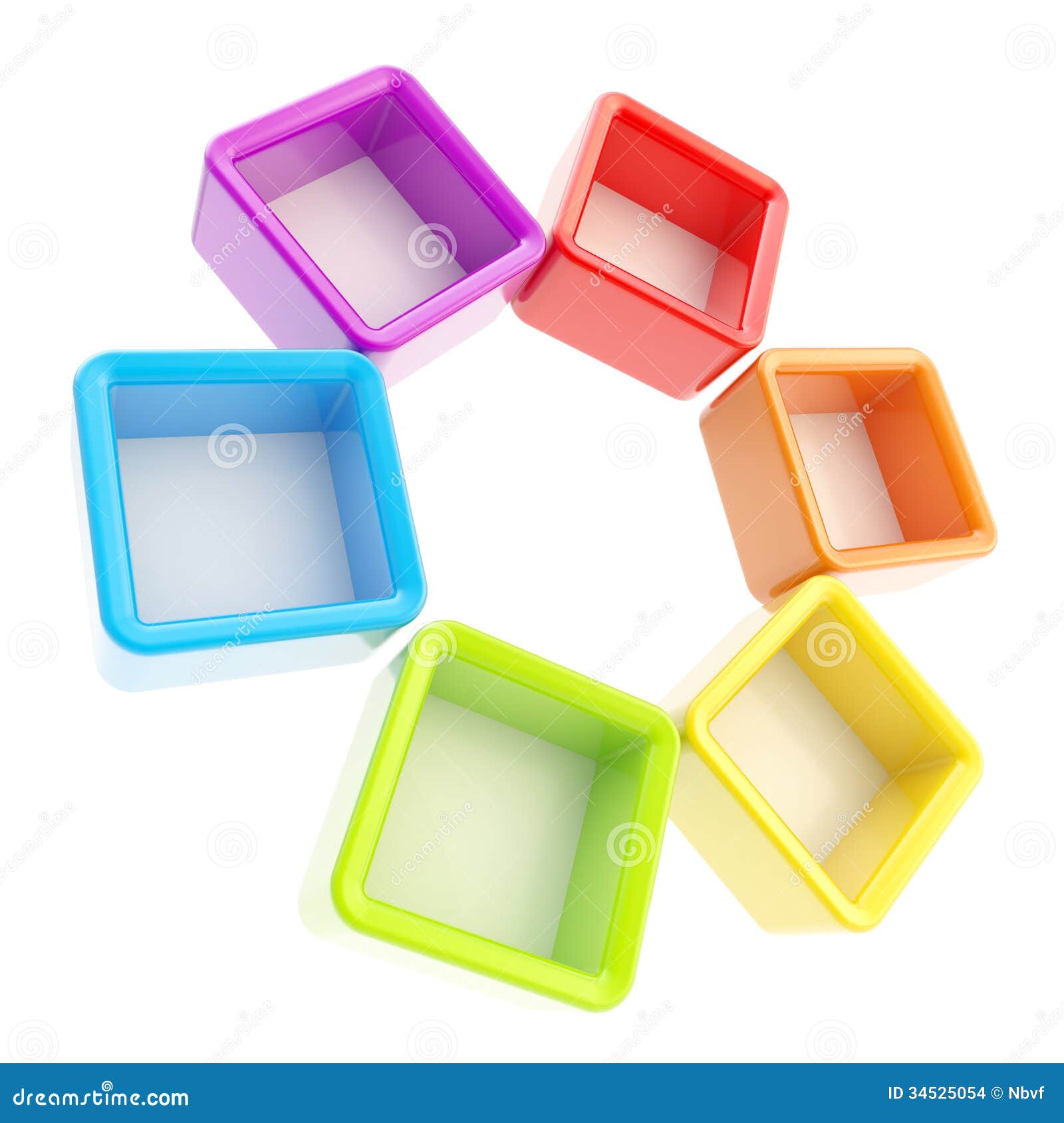 Circle Round Frame of Rainbow Colored Boxes Isolated Stock Illustration ...