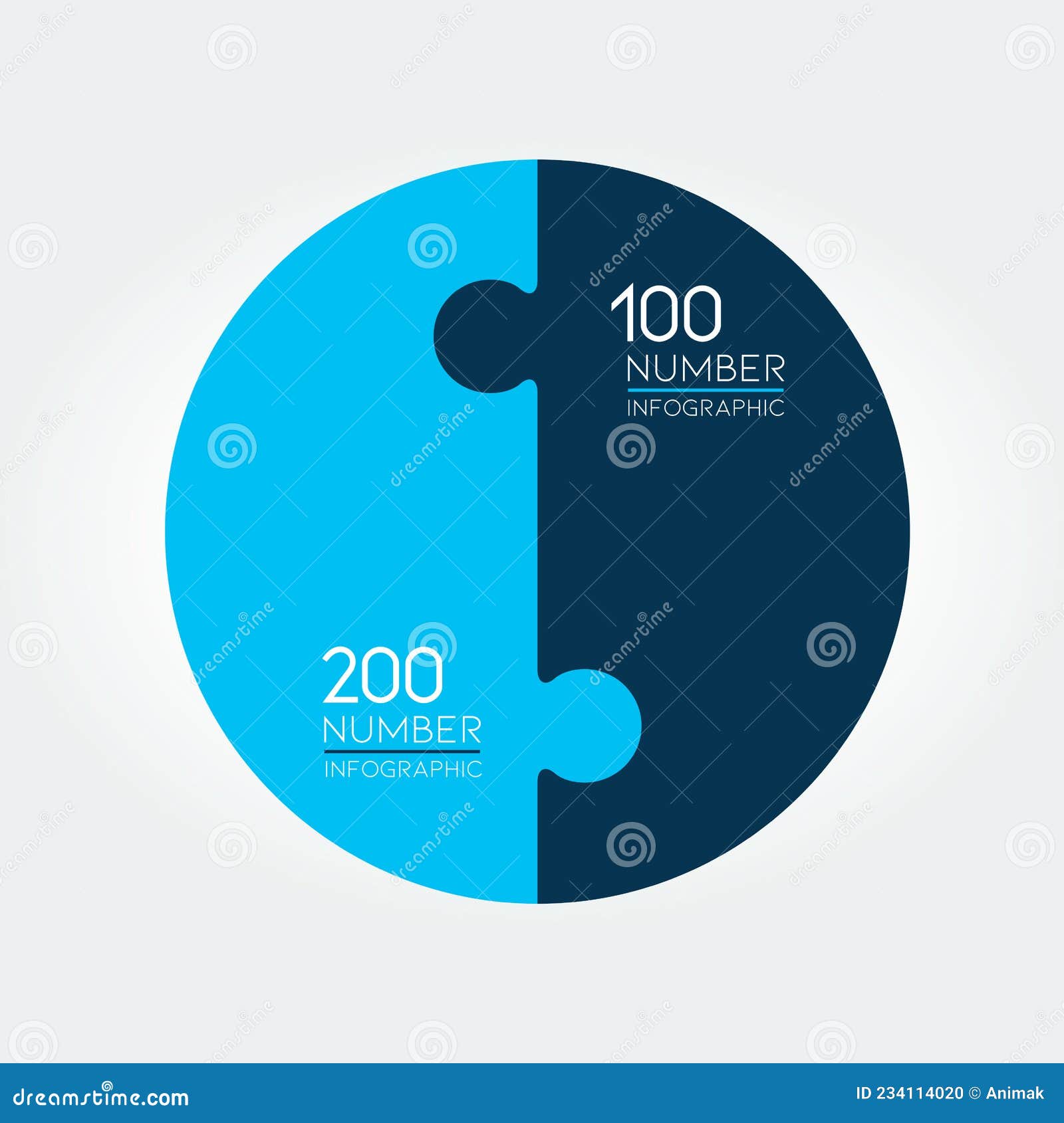 Circle, Round Infographic, Puzzle. Two Step Chart, Template, Diagram ...
