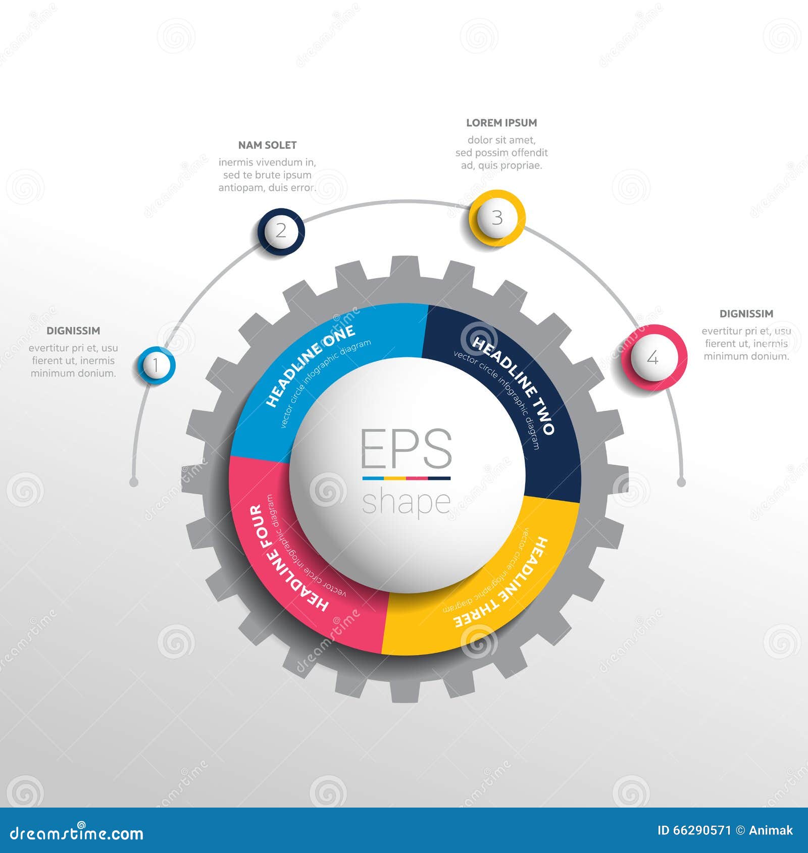 Round Infographic 4 Steps Net Flow Chart. Diagram, Graph, Chart ...