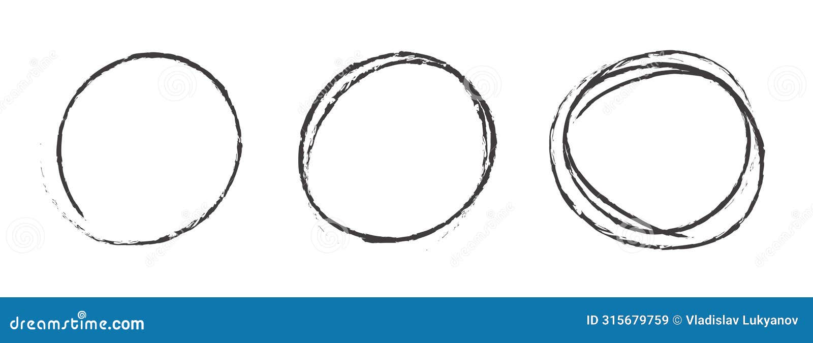 Circle Scribble Highlight Pencil Sketch Frame Set Vector Graphic Illustration, Black Round ...