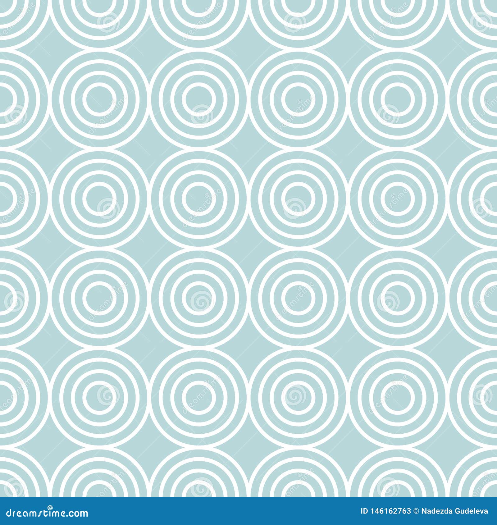 Circle Seamless Pattern of White Line Shapes with Lozenge on Light Blue ...