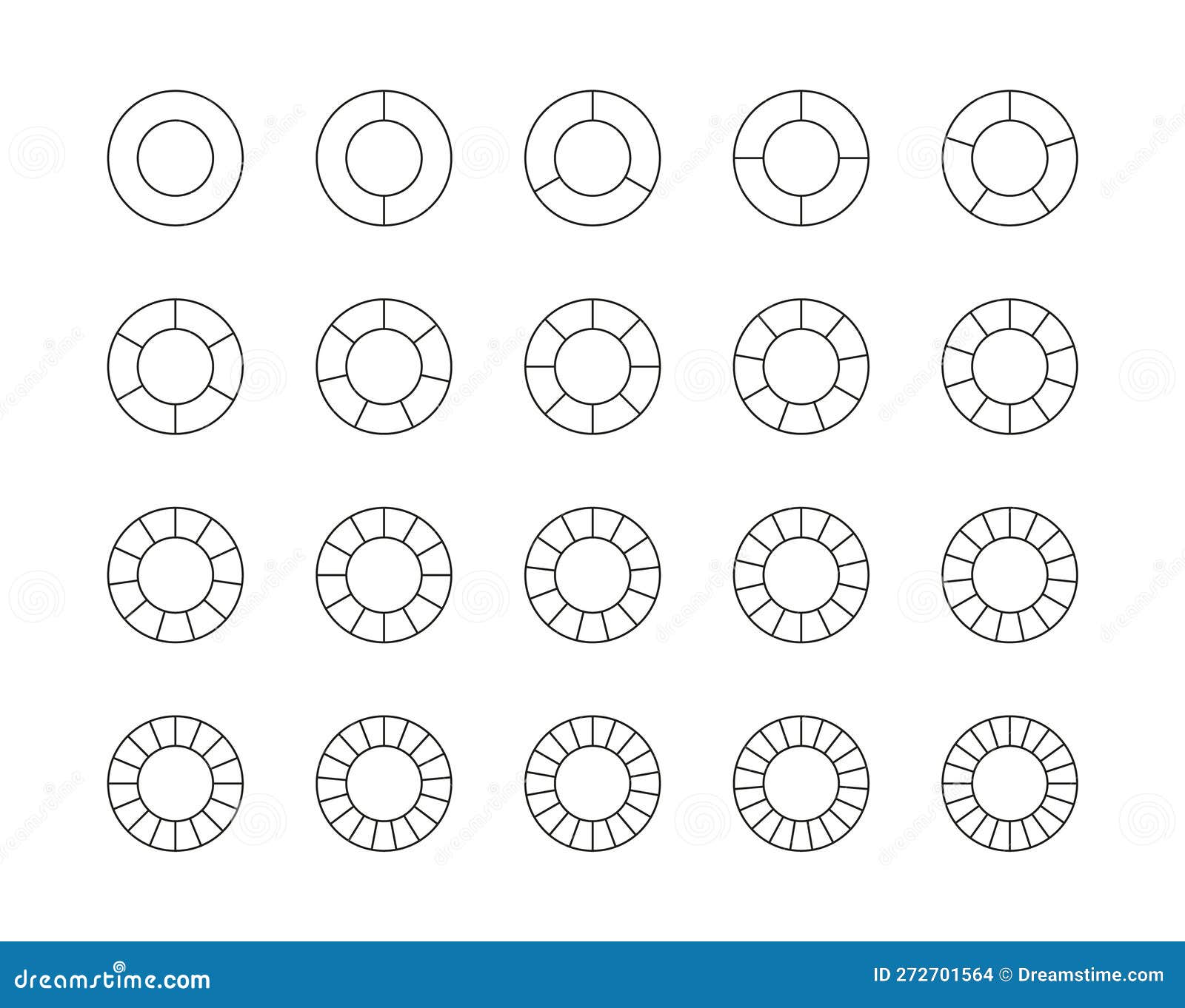 Circle Section Chart. Pie Diagram Divided into Pieces. Vector ...