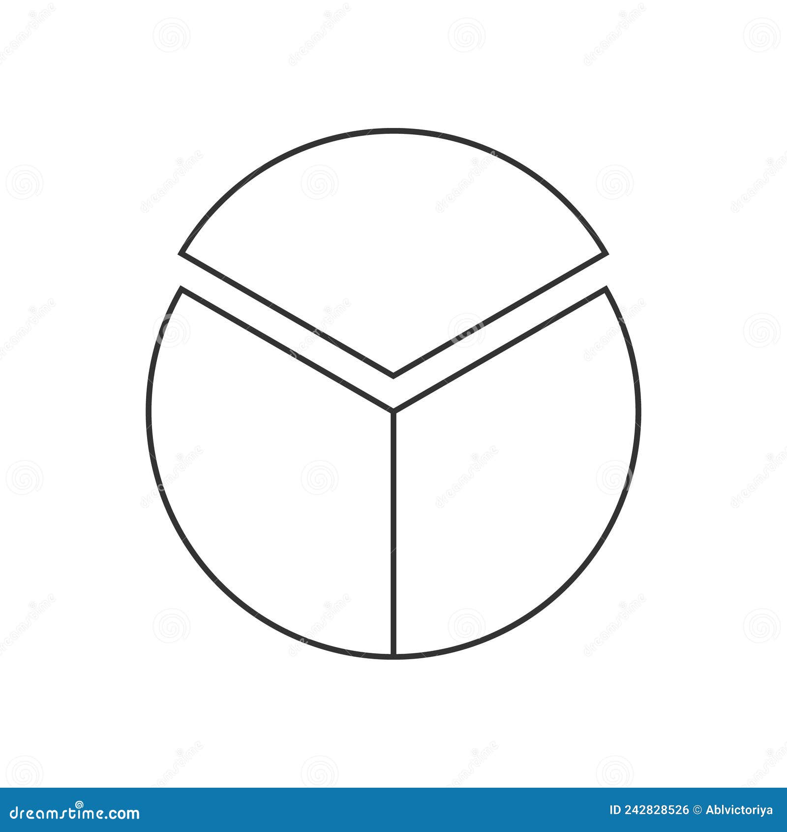 Circle Segmented Into 6 Sections. Pie Or Pizza Shape Cut In Six Equal ...